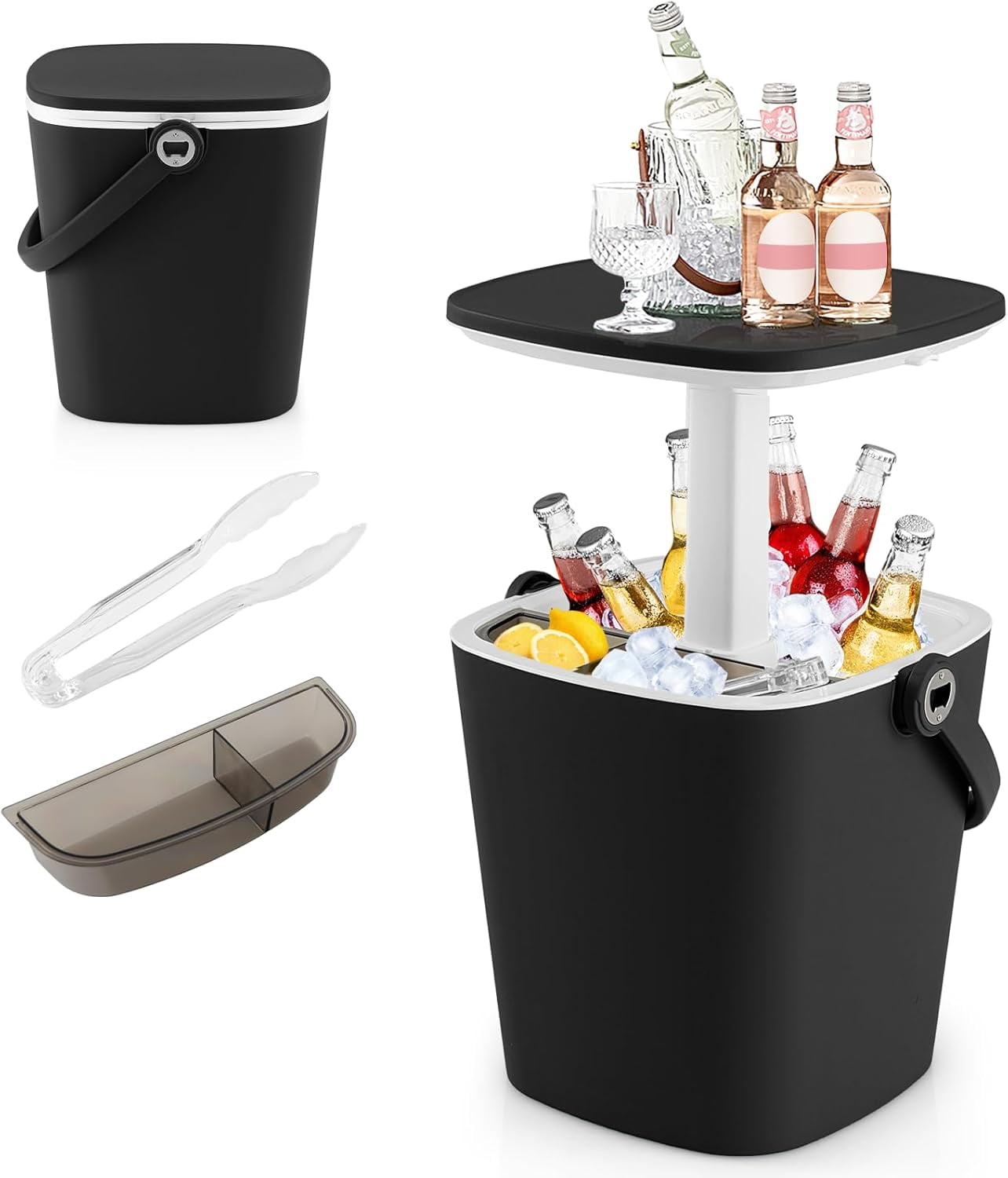 Moccha Outdoor Side Table Cooler - 4 Gallon Cooler Side Table w/Handle ...