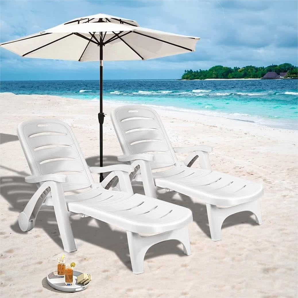 Moccha Plastic , 5-Position Adjustable Chaise Lounge with 2 Rolling ...