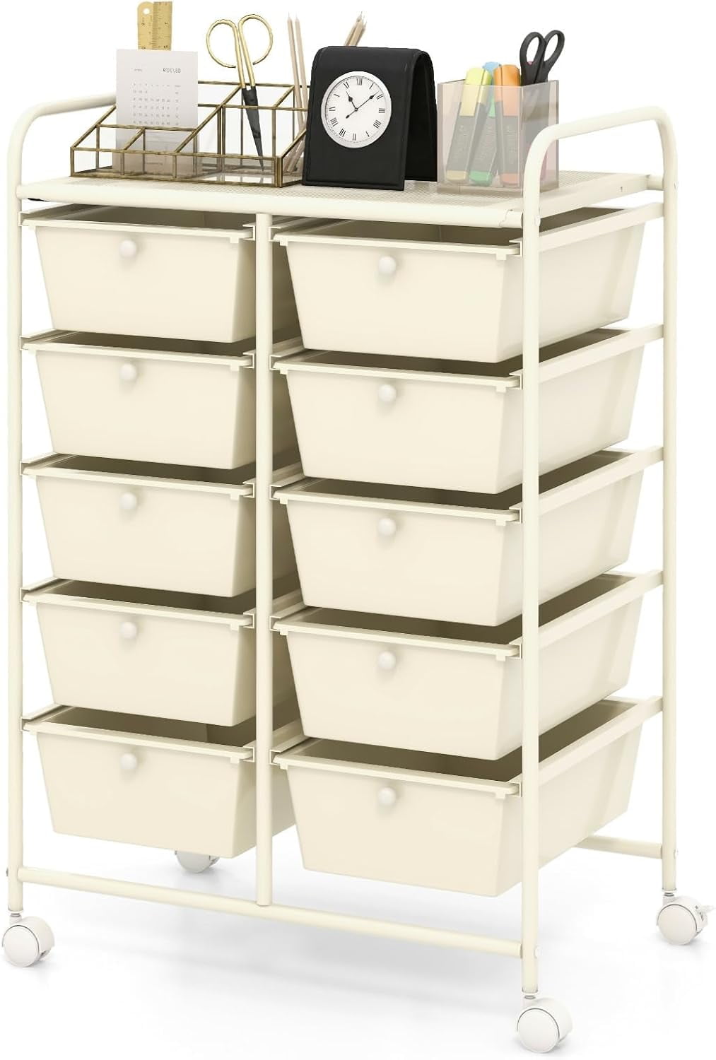 Moccha Rolling Cart with 10 Drawers - Storage Drawers Organizer with ...