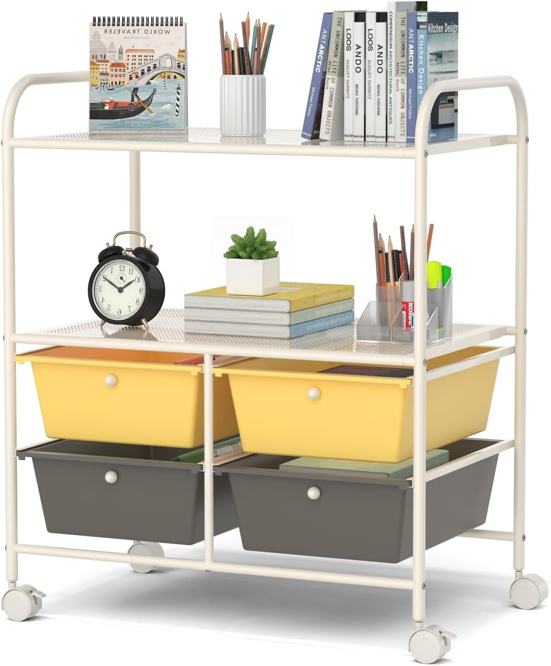 Moccha Rolling Storage Cart with 4 Drawers - Storage Drawers Organizer ...