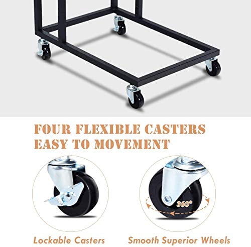 Moccha Small End Table, Movable Snack Table w/Metal Frame, Rolling ...