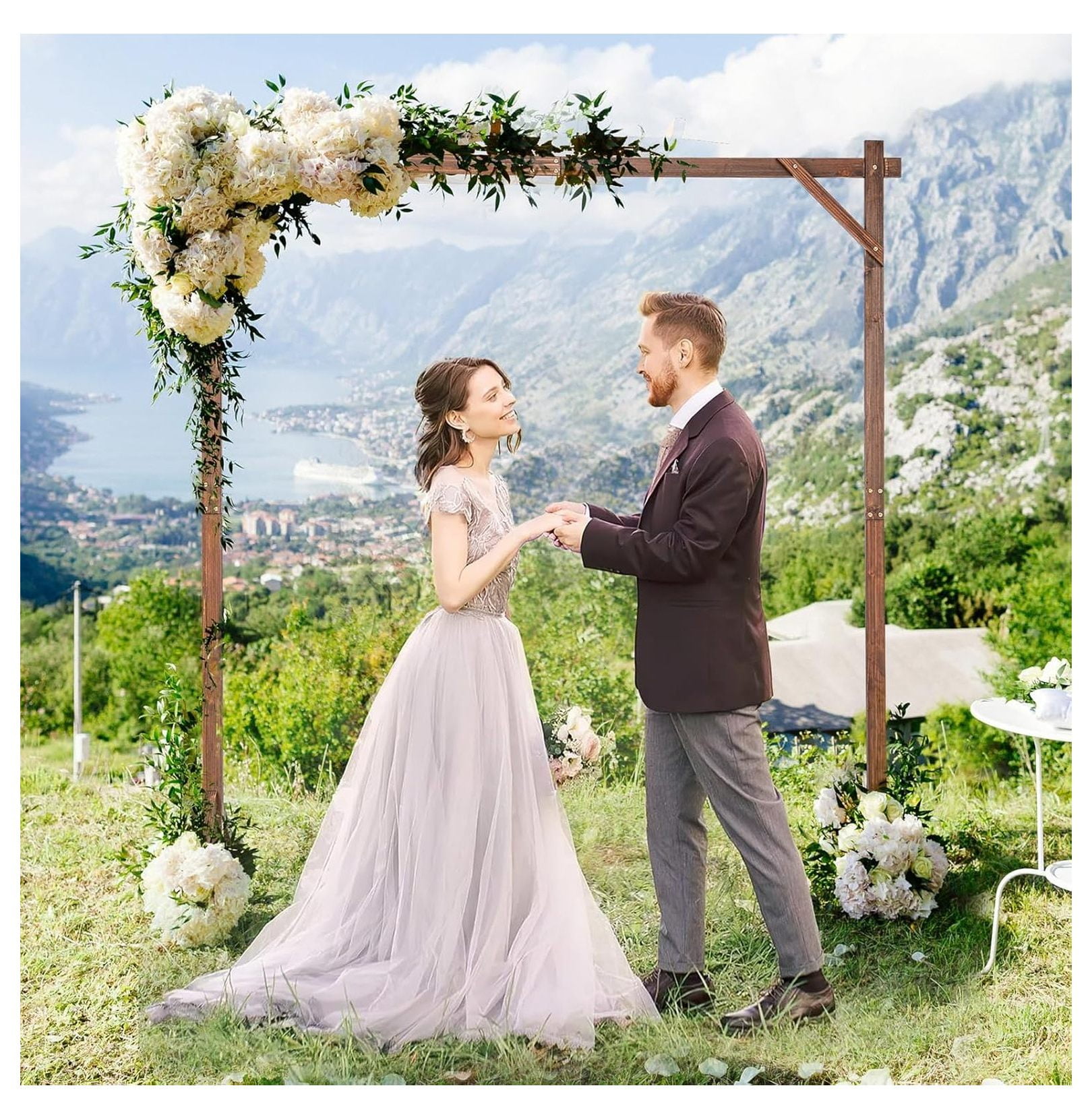 Moccha Wedding Arch, 7.2 FT Wooden Arch Backdrop Stand, Outdoor Archway ...
