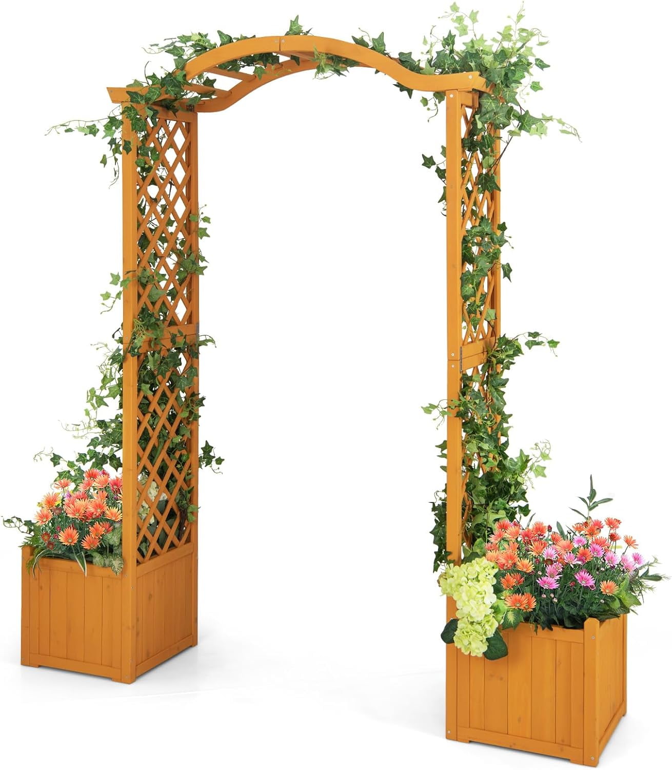 Moccha Wooden Garden Arbor with Planter, Outdoor Pergola Trellis for ...