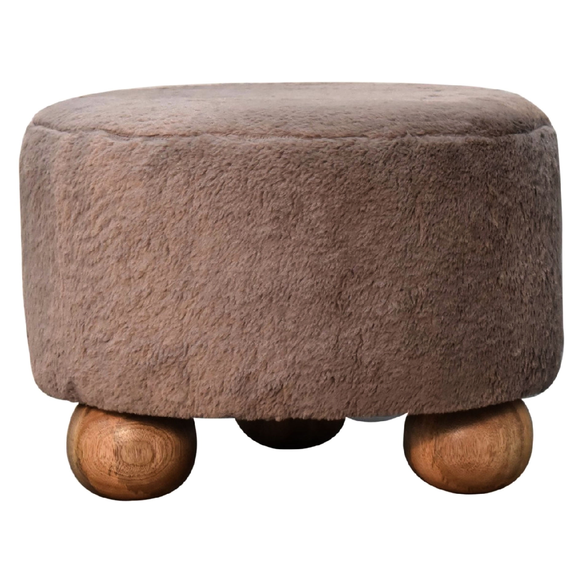 Mocha Faux Fur Round Ball Design+Comfortable Foam Filler”-“Living Room ...