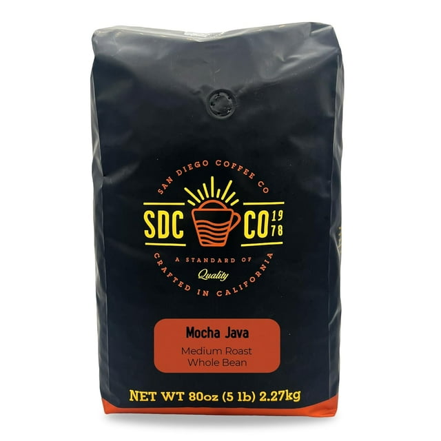 Mocha Java, Medium Roast, Whole Bean Coffee, 5-Pound Bag Café en grano ...