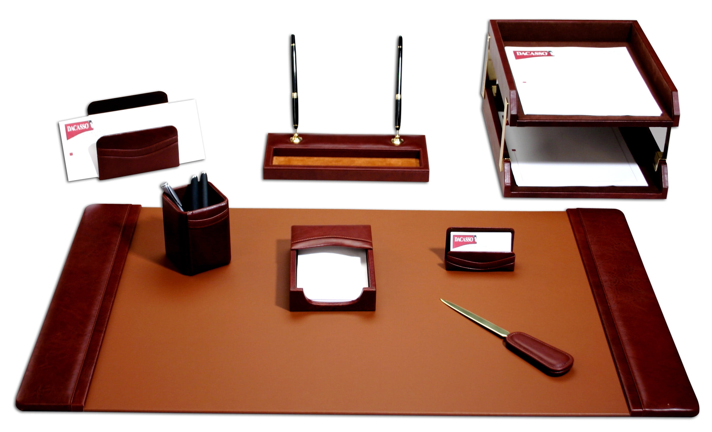 Mocha Leather 10-Piece Desk Set - Walmart.com