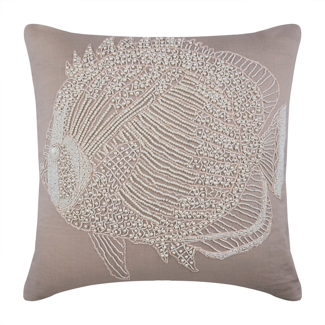 Mocha Pillow Shams, Beaded Fish Sea Creatures Ocean & Beach Theme ...