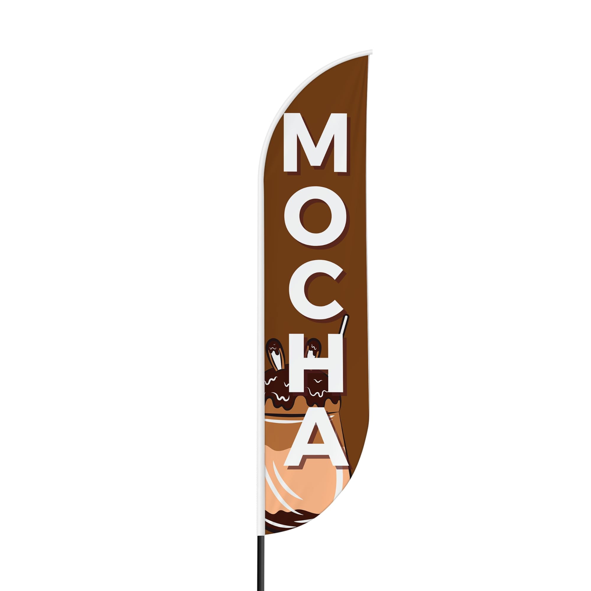 Mocha Sign feather flag for Outdoor by Mavis Print | 11.5 FEET Long ...