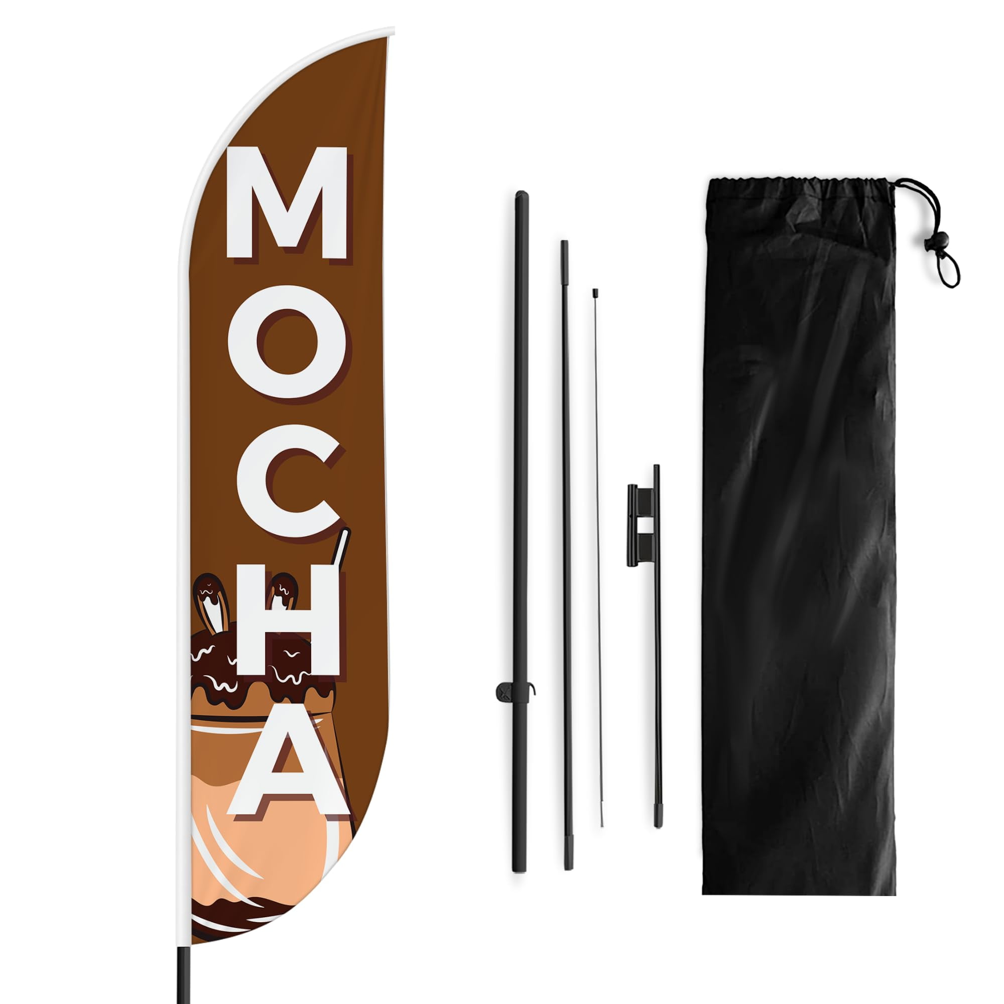 Mocha Sign feather flag Pole Mount for Outdoor by Mavis Print | 15 FEET ...