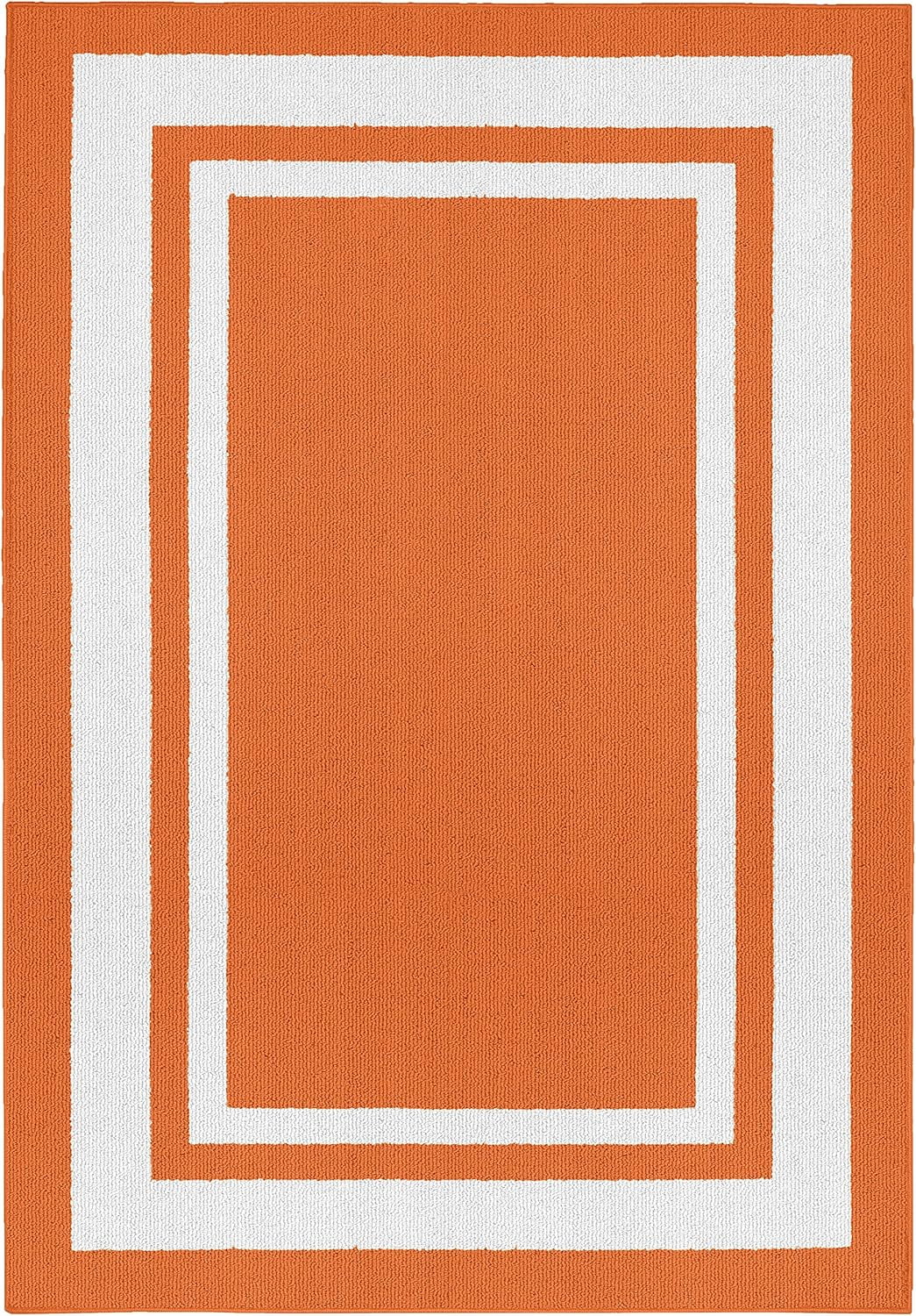 Mocha/Tan 5 Ft. X 7 Ft. Indoor/Outdoor Area Rug in Borderline Orange ...