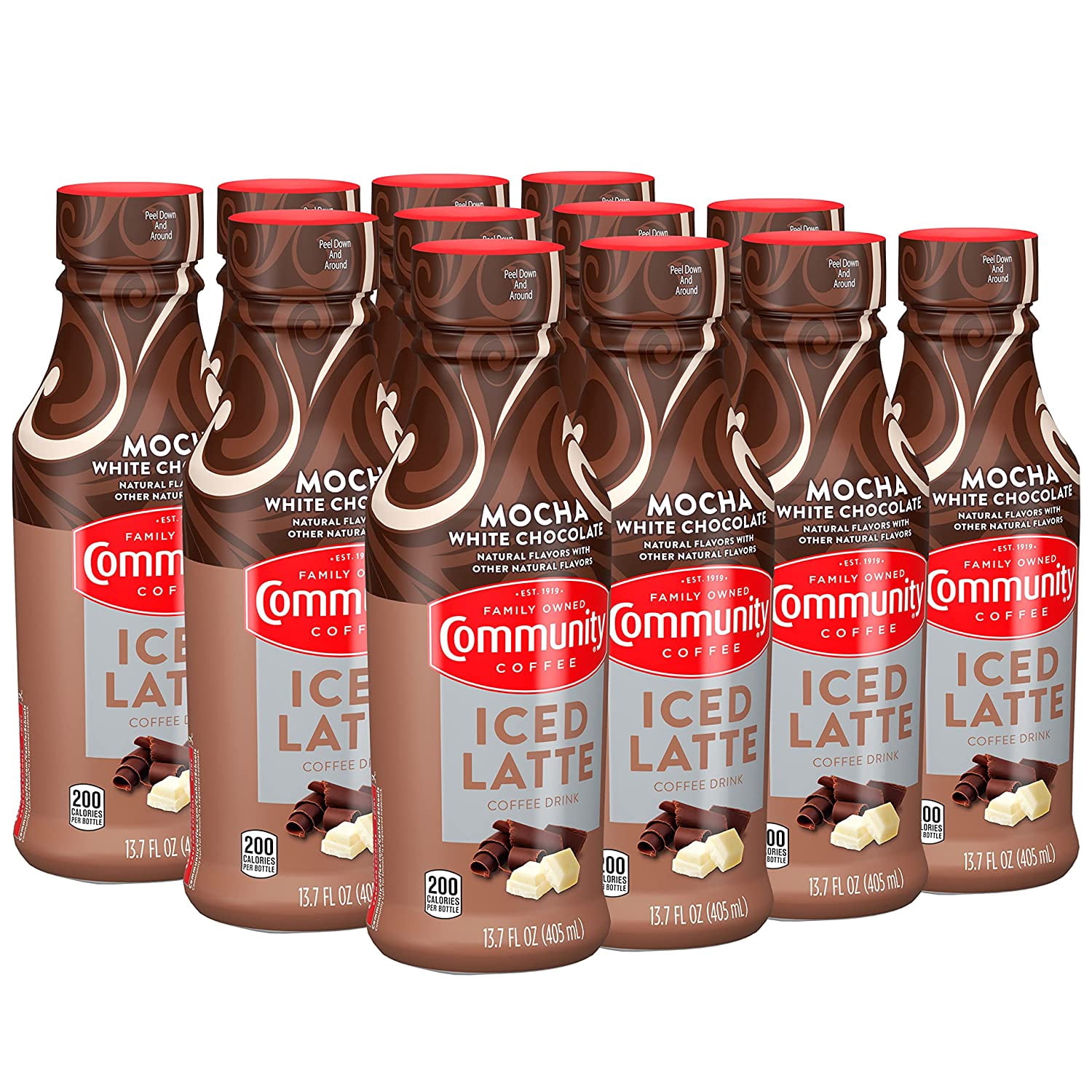 Mocha White Chocolate Iced Latte Ready To Drink 13.7 Ounce Bottle (Pack ...