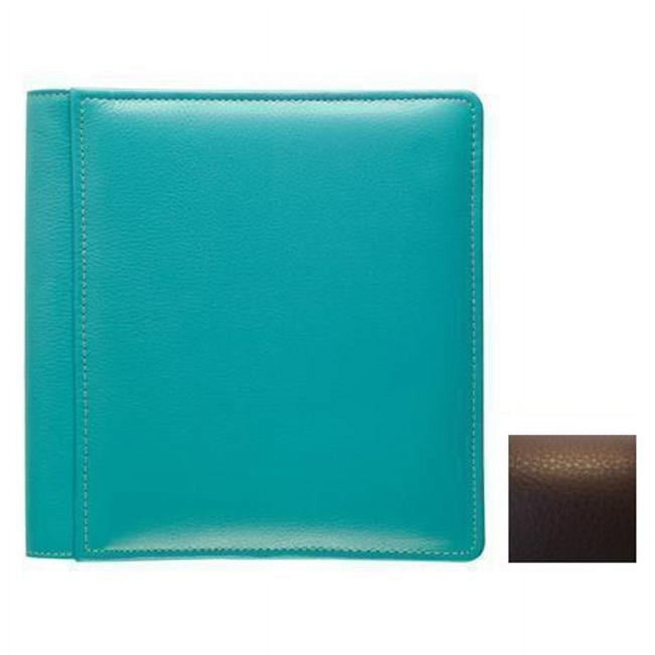 Mocha brown pebble-grain luxe leather 101 album with fold-out pages by ...