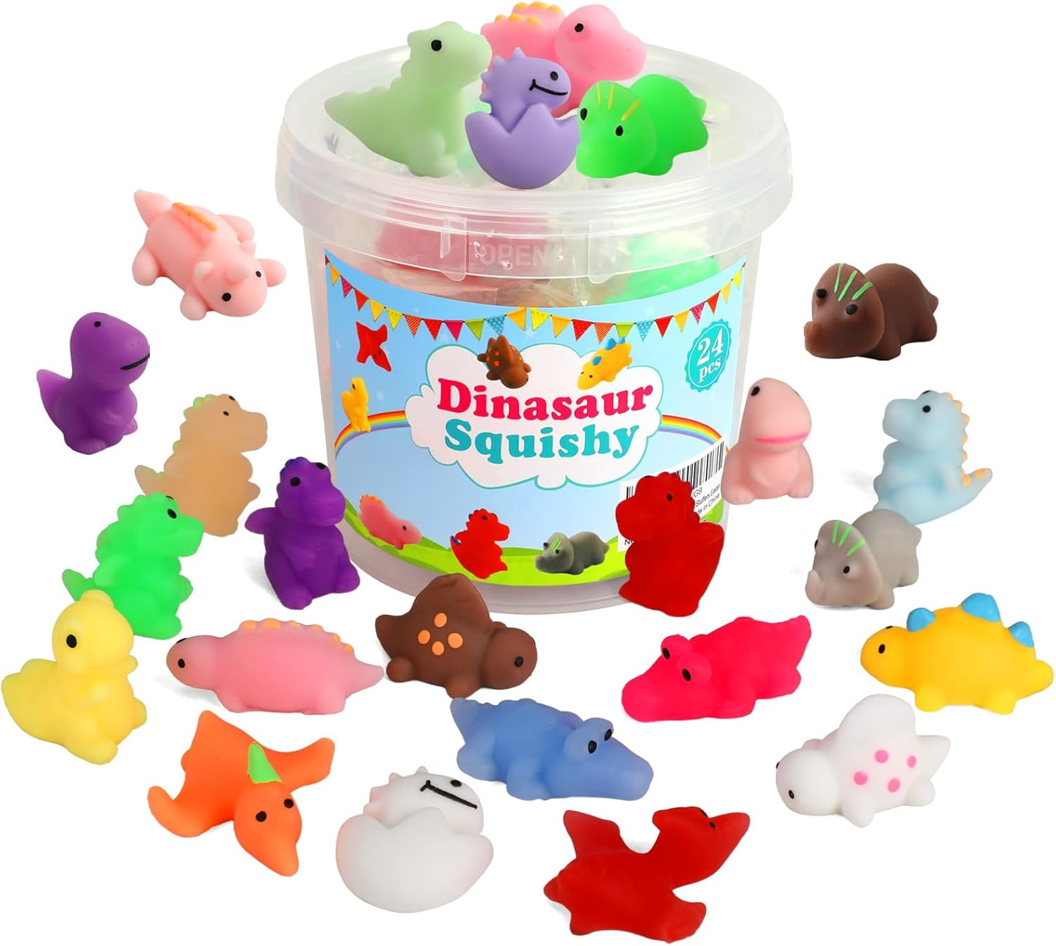 Mochi Squishy Toys, 24 pcs Dinasaur Squishy Animal Party Favors for ...