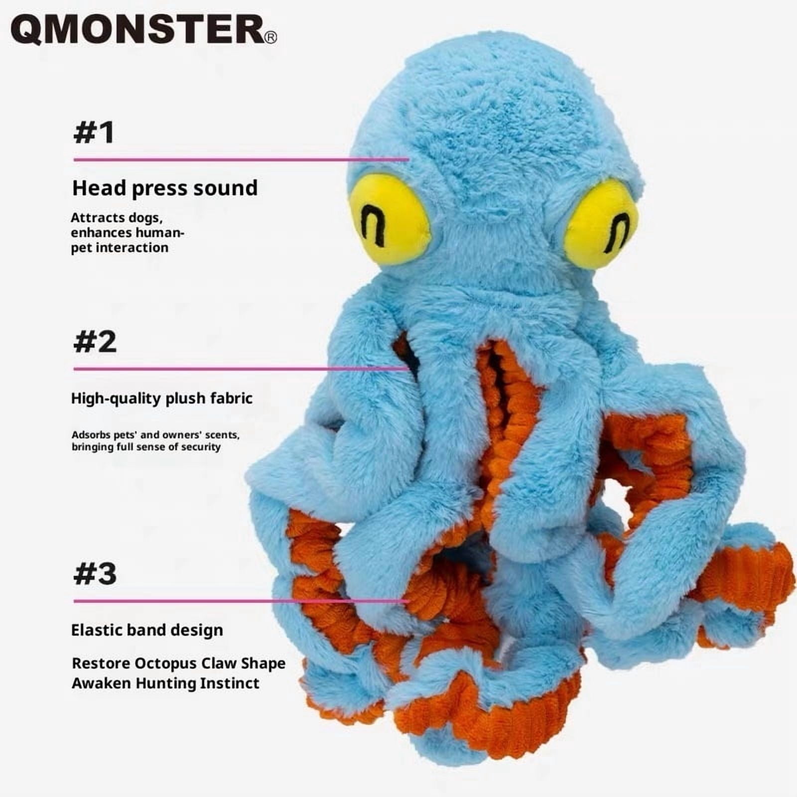 Mochoochoo QM Giant Octopus Dog Toy, Large Plush Squeak Chew Toys for ...