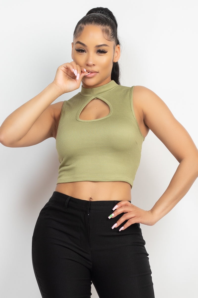 Mock Keyhole-front Crop Top - Walmart.com