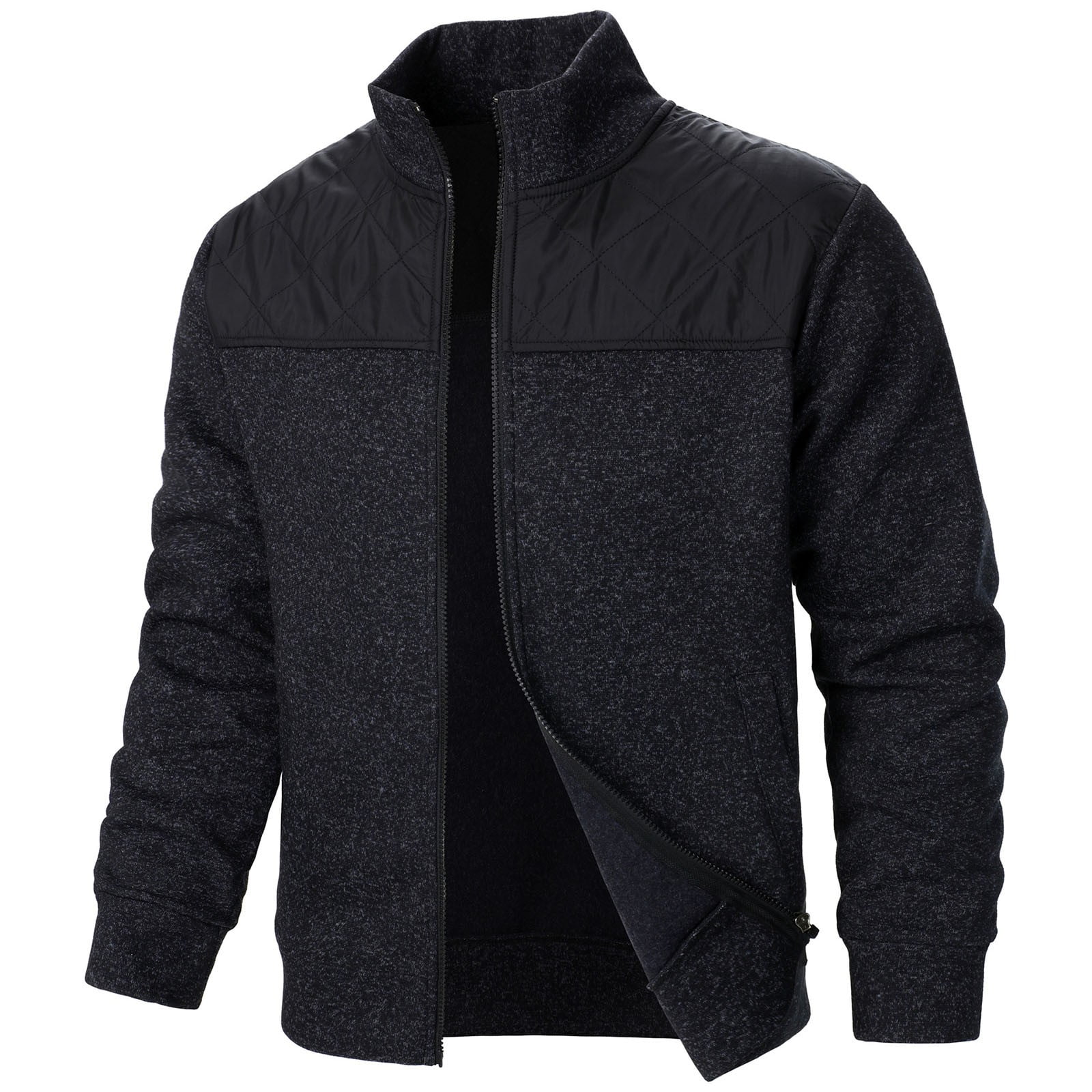Mock Neck Jackets for Men with Pockets Long Sleeve Zip Up Coats Mens ...