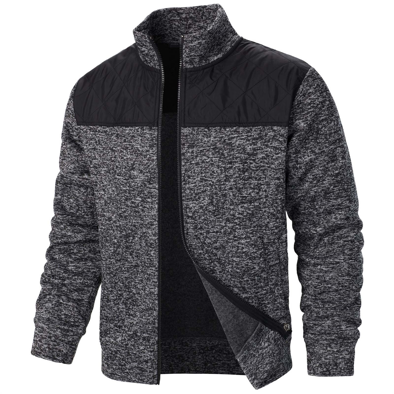 Mock Neck Jackets for Men with Pockets Long Sleeve Zip Up Coats Mens ...