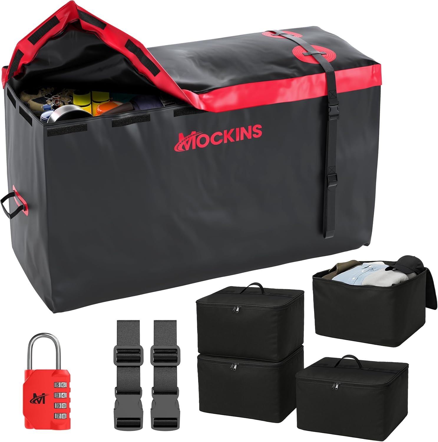 Mockins 15 Cu.Ft. Soft-Shell Trailer Hitch Cargo Carrier Bag w/ 4 ...