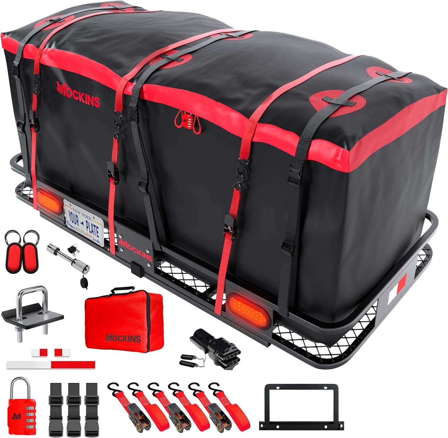 Mockins 500 lbs. Capacity 70"x30"x6" Trailer Hitch Cargo Carrier with ...