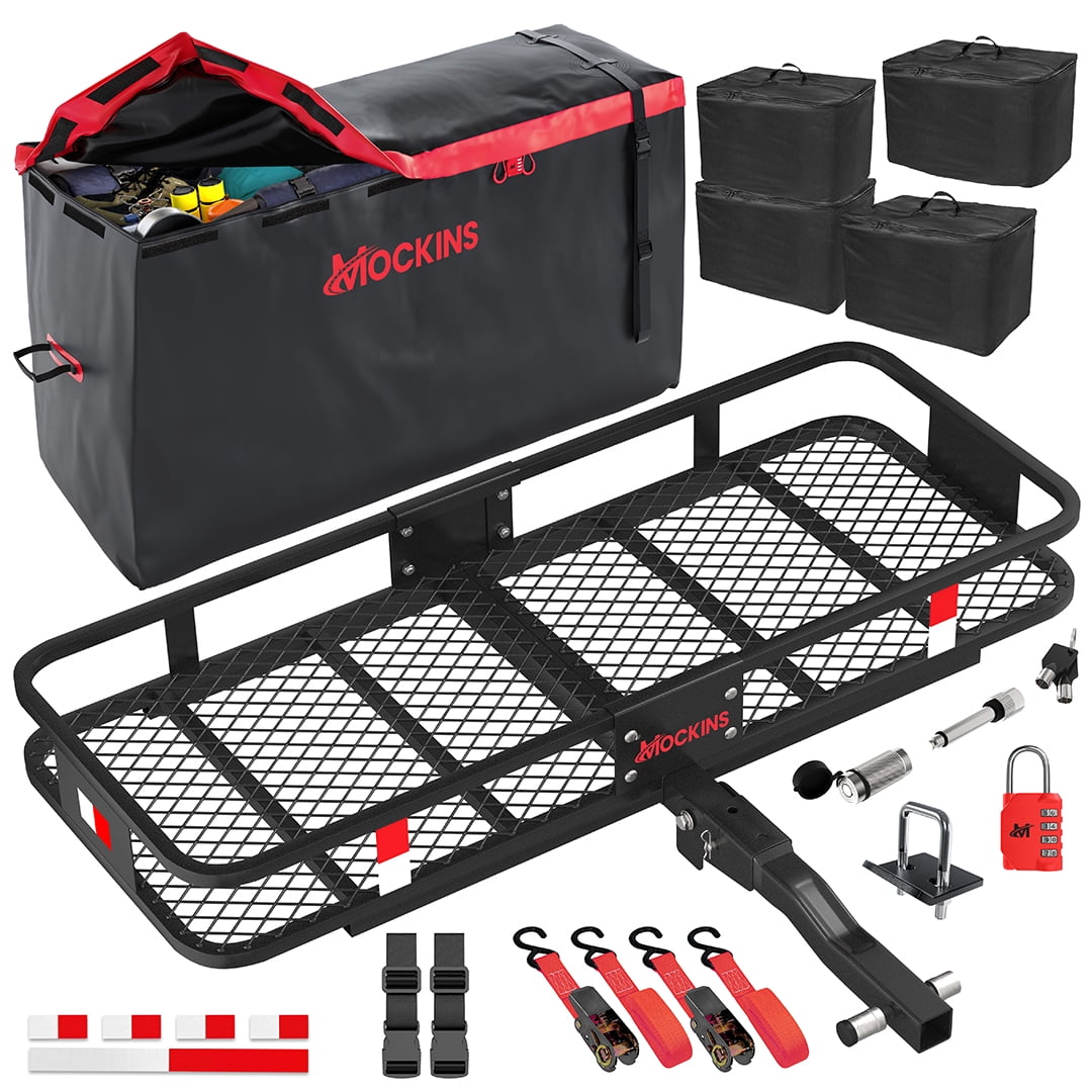 Mockins 500lbs. Capacity Rustproof Hitch Mount Cargo Carrier with 15CF ...