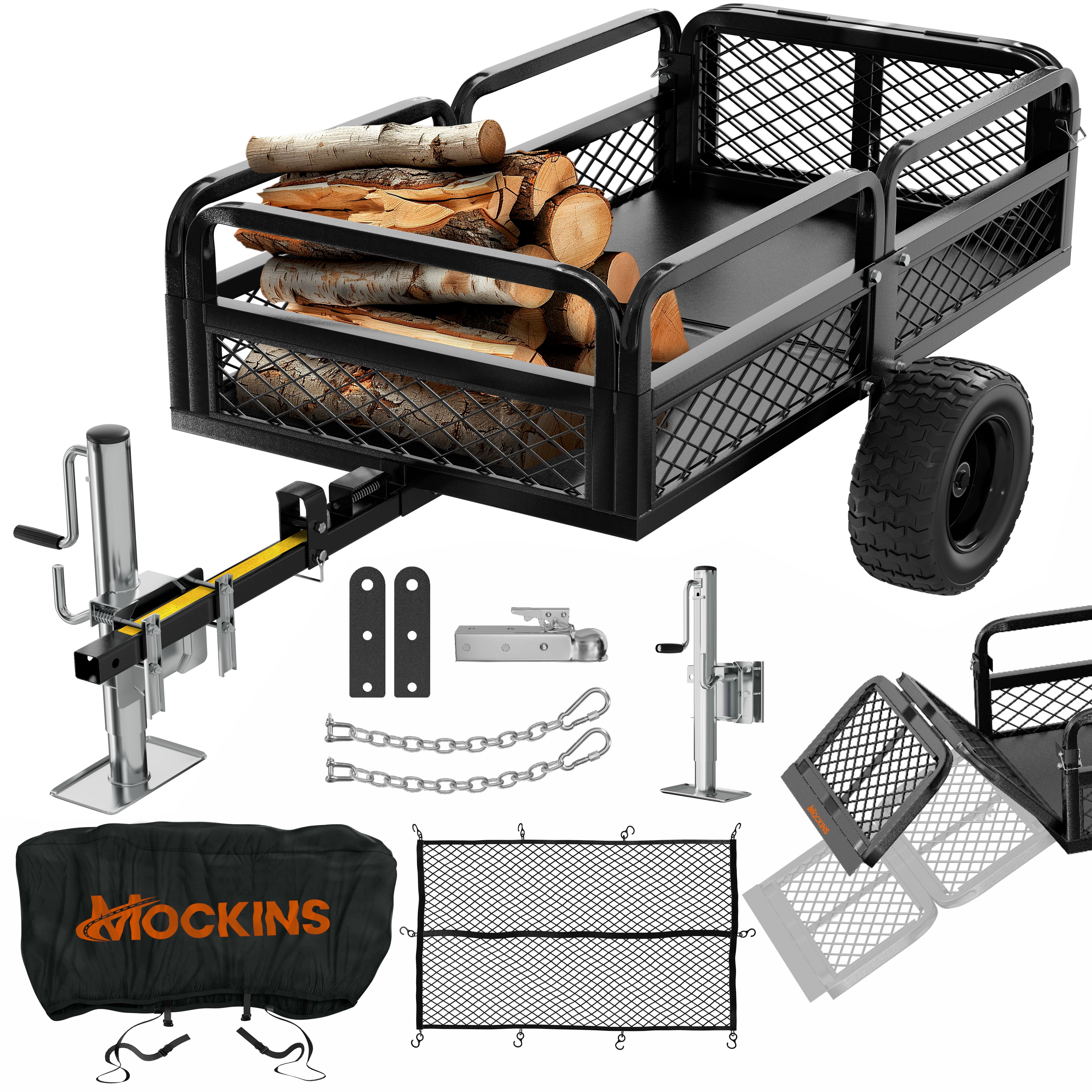 Mockins 55"x30"x15" Utility Trailer with Ramp, Attachable Jack Stand ...