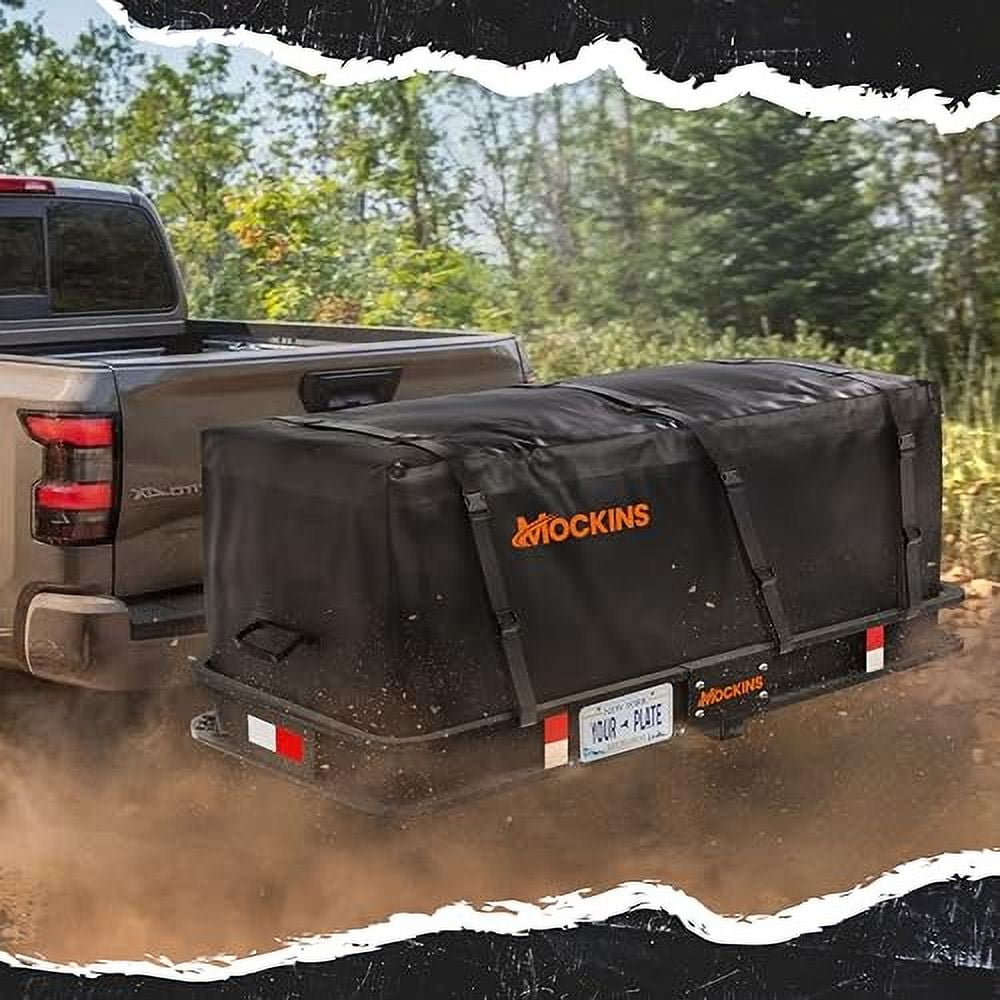 Mockins 60"x20"x6" Folding Trailer Hitch Cargo Carrier & 16 Cu.Ft ...