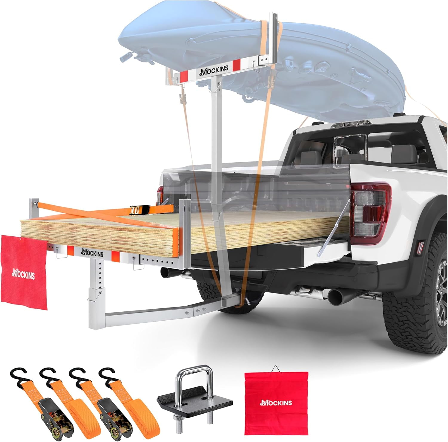 Mockins 750Lbs. Cap Truck Bed Extender Hitch Mount |2-in-1 All-Weather ...