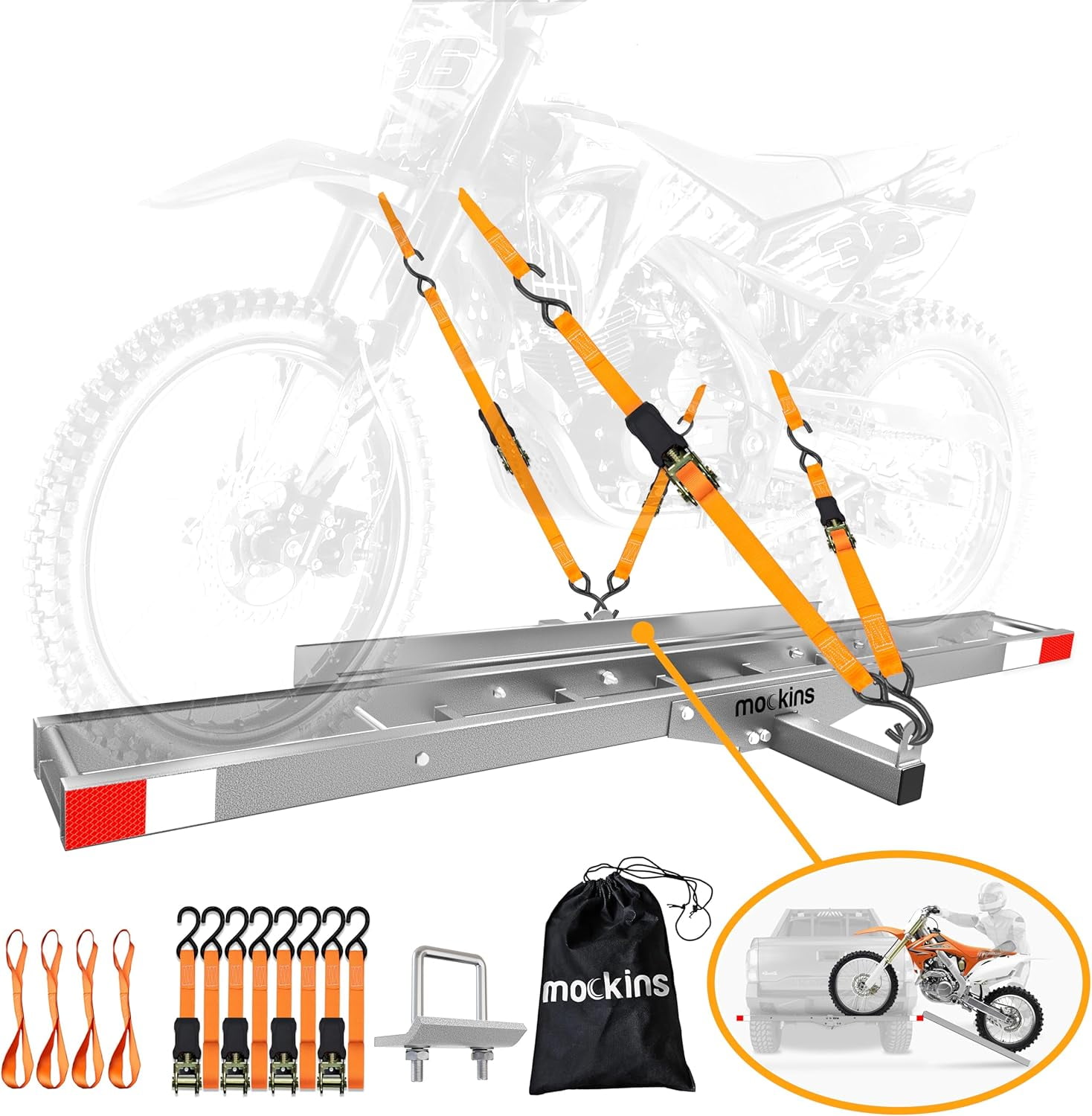 Mockins Anti-Tilt 73" Motorcycle Hitch Carrier with Ramp | Weatherproof ...
