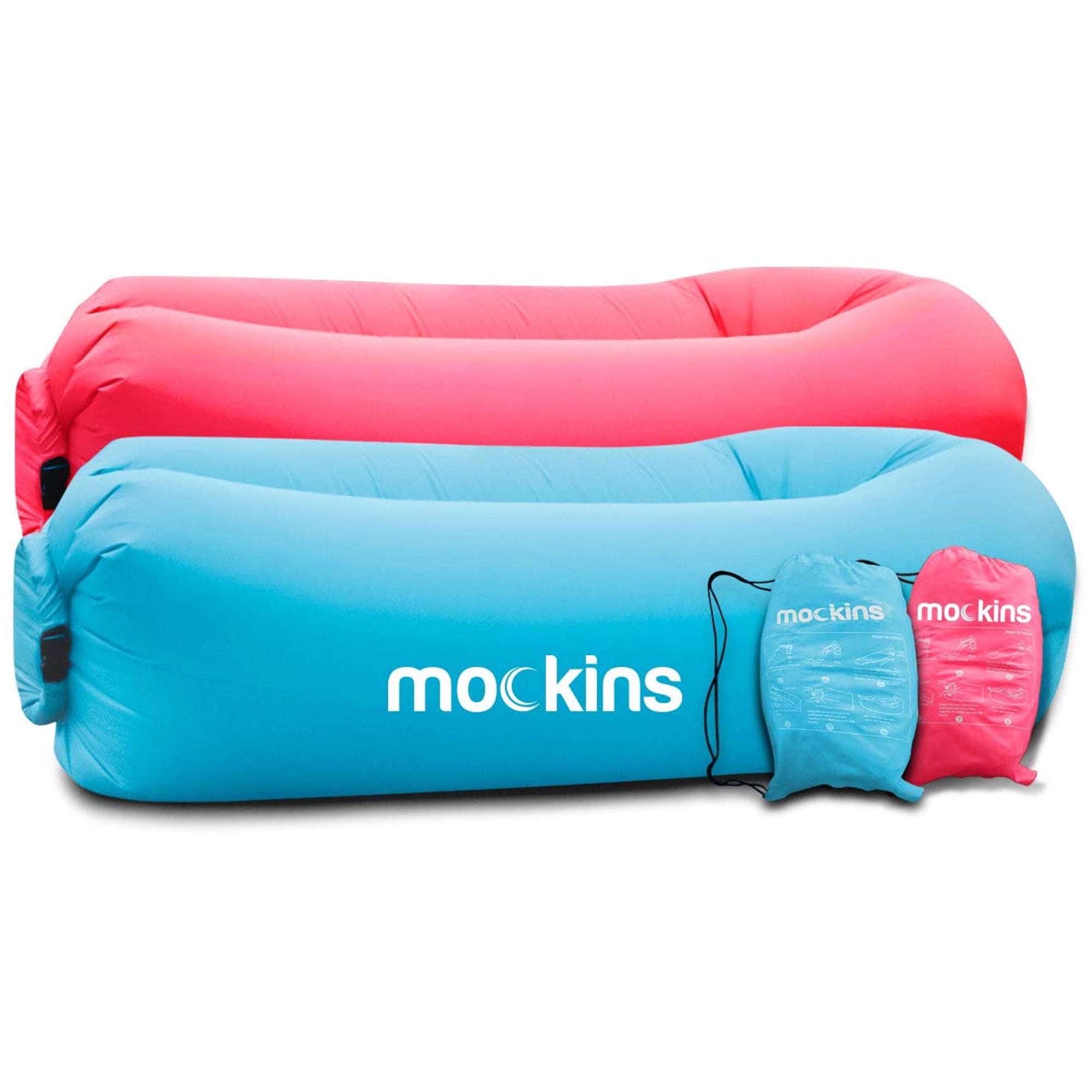 Nevlers Portable Inflatable Air Chair for Beach & Pool, Blue & Pink (2 ...