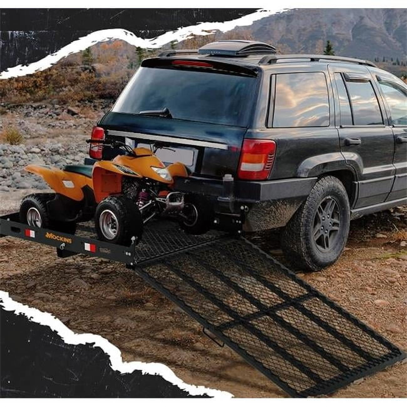 Mockins Mockins 500lb Cap. Folding Trailer Hitch Cargo Carrier Rack ...