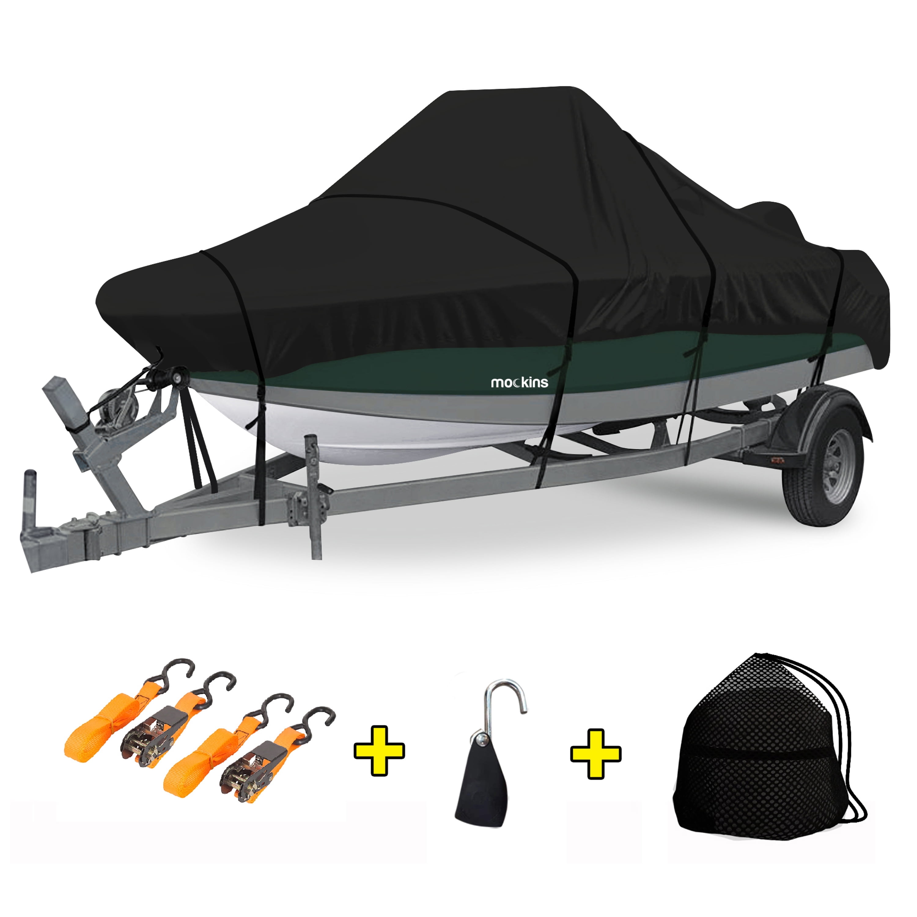 Mockins Heavy Duty Boat Cover | Waterproof, UV Resistant, Fits Large V ...