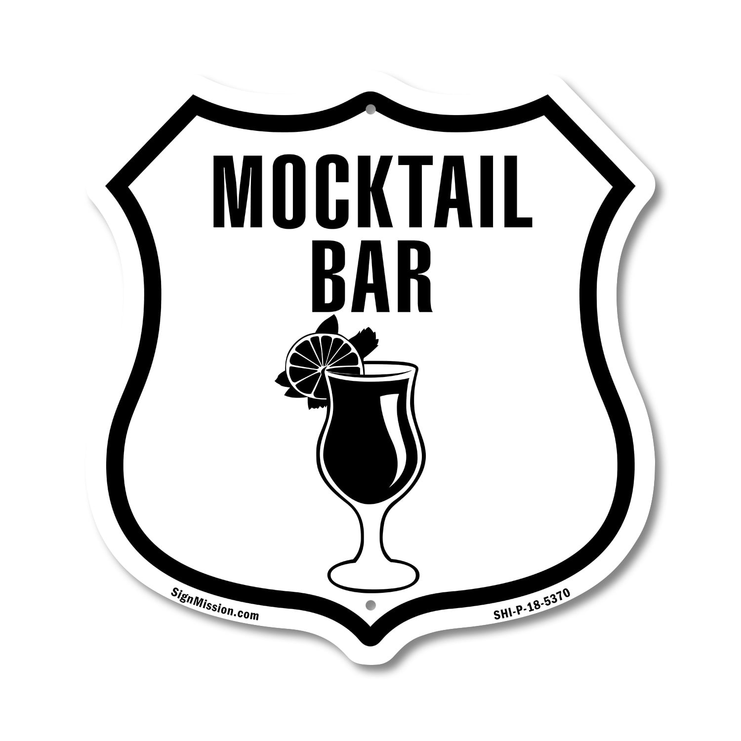 Mocktail Bar 12 inch X 12 inch Shield Shaped Commercial Grade Plastic ...