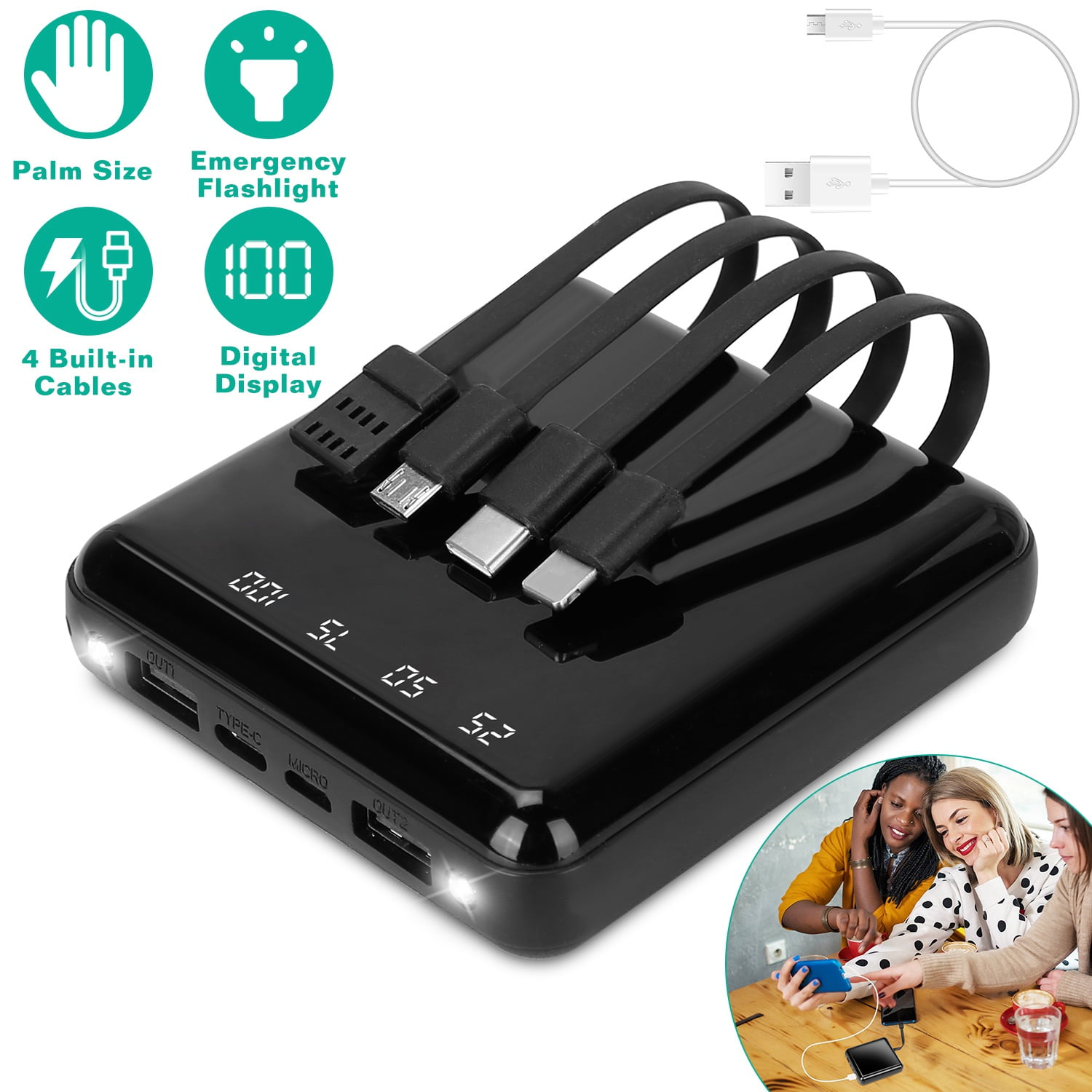 Moclever 10000mAh Power Bank, Portable Phone Charger External Battery ...