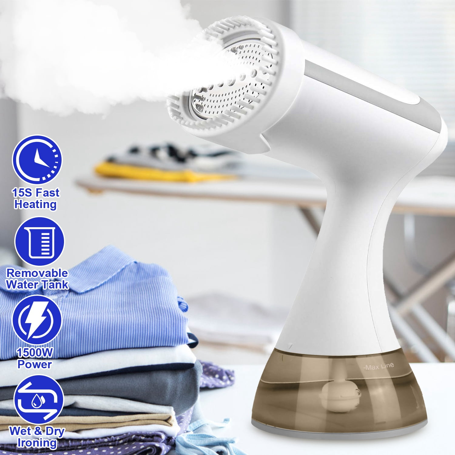 Moclever 1500W Garment Steamer for Clothes, Handheld Fabric Steamer ...