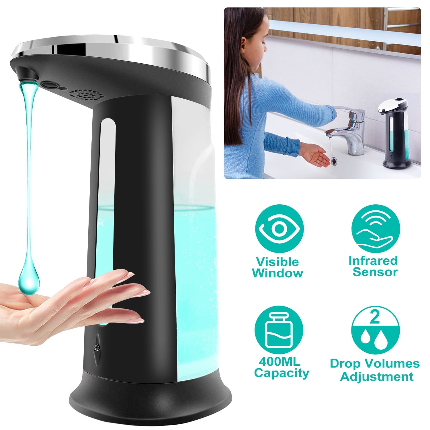 Moclever 16.9OZ Automatic Soap Dispenser, Anti-Slip Sensor Refillable ...