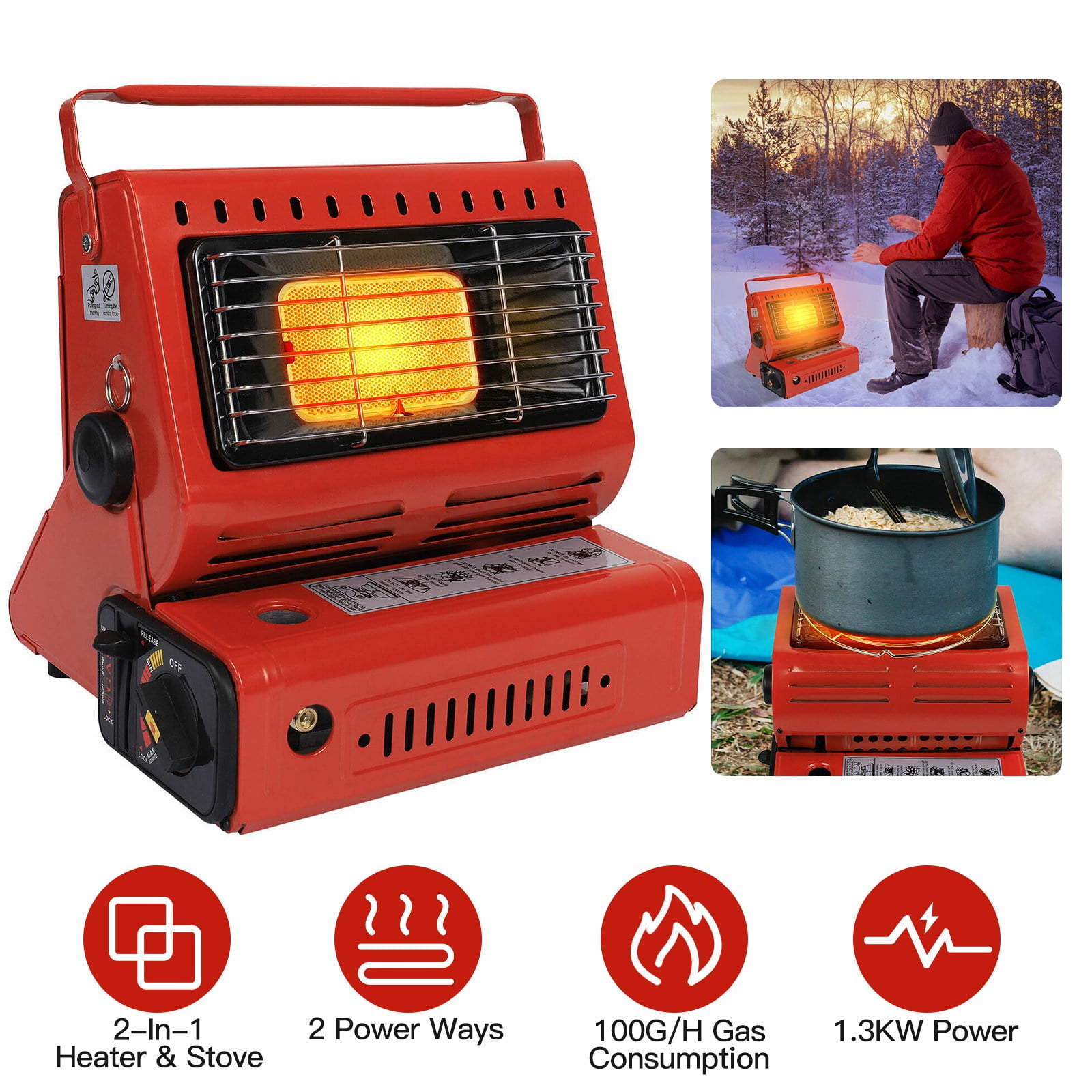 Moclever 2 in 1 1.3KW Portable Butane Burner Heater Outdoor Butane Gas ...