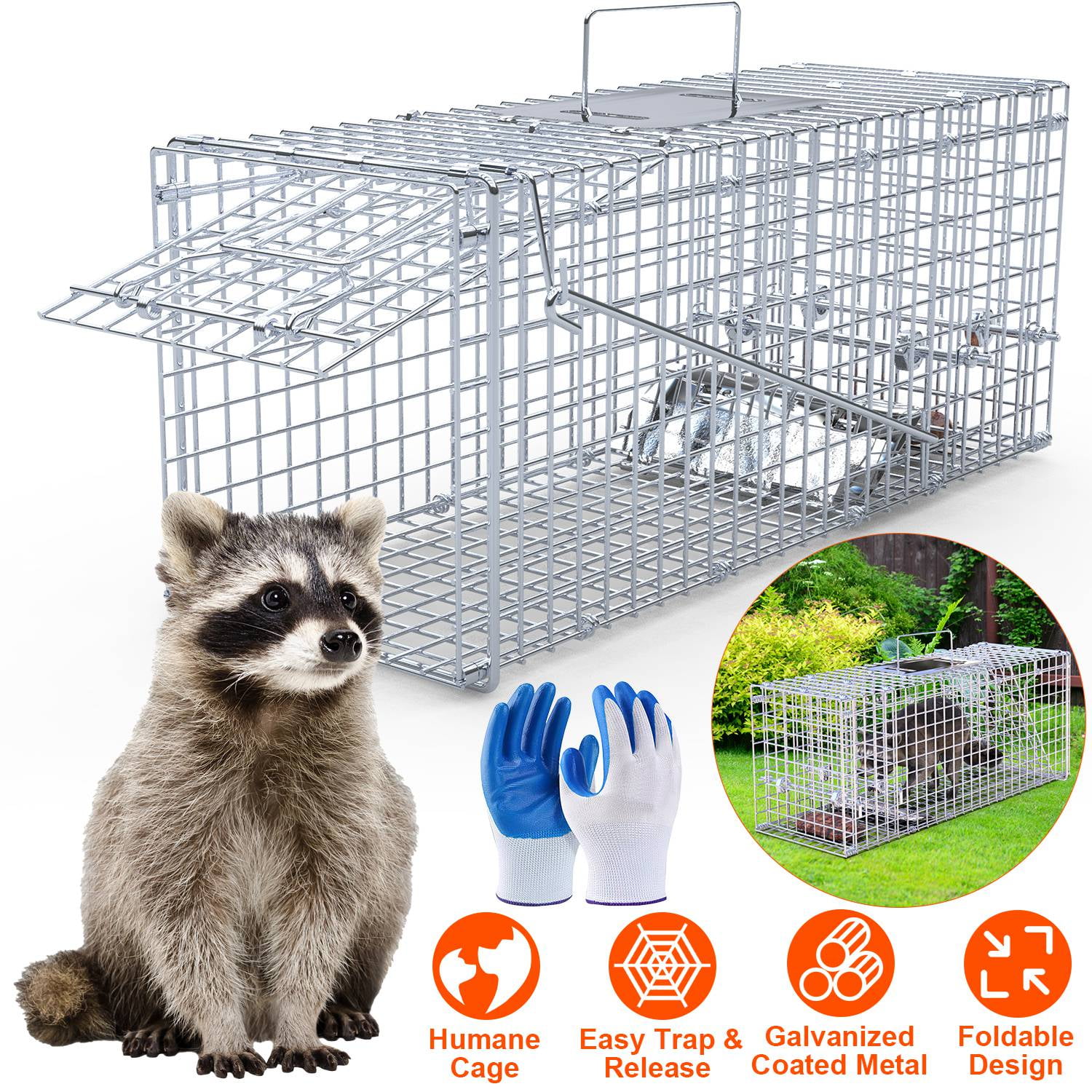 Moclever 26in Live Animal Trap Cage, Heavy Duty Folding Catch And ...