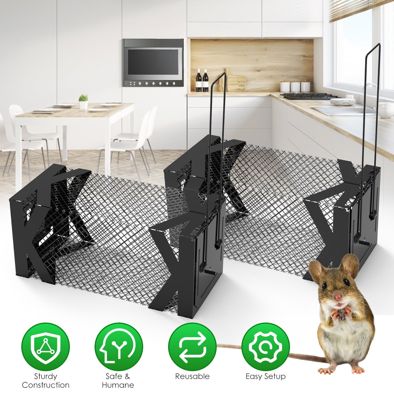Moclever 2Pcs Rat Traps Humane Live Mouse Cage Easy To Catch and ...