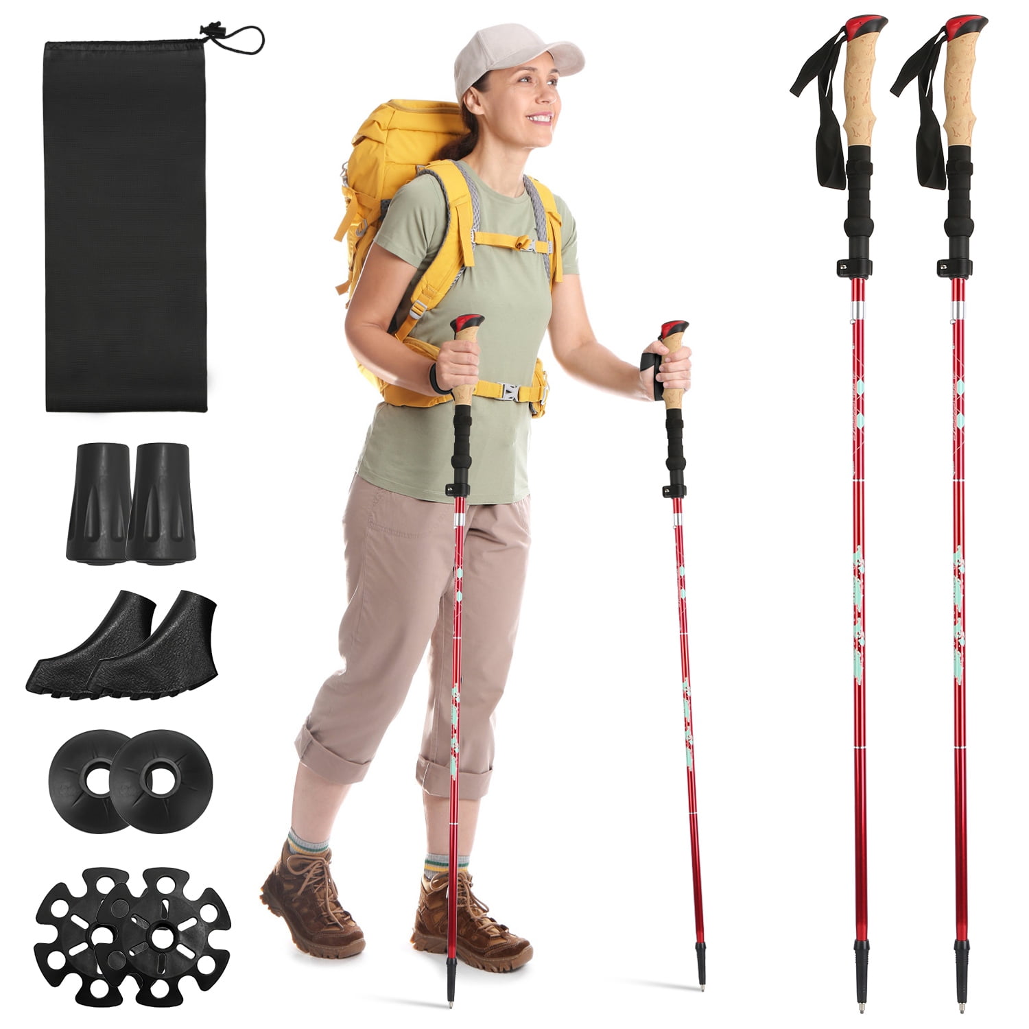 Moclever 2Pcs Walking Sticks 43-49in Adjustable Height, Aluminum ...