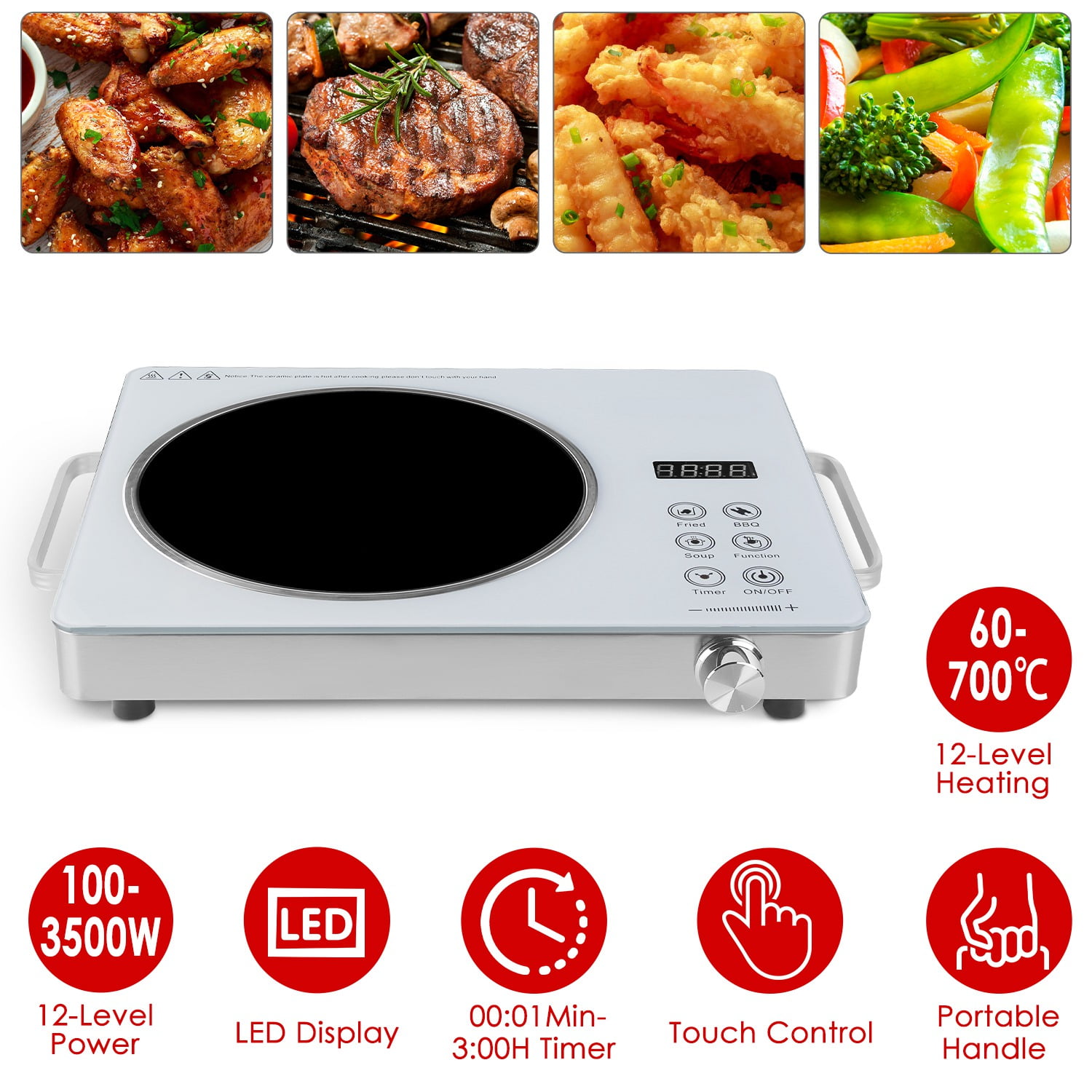 Moclever 3500W Portable Electric Single Burner, Infrared Electric ...