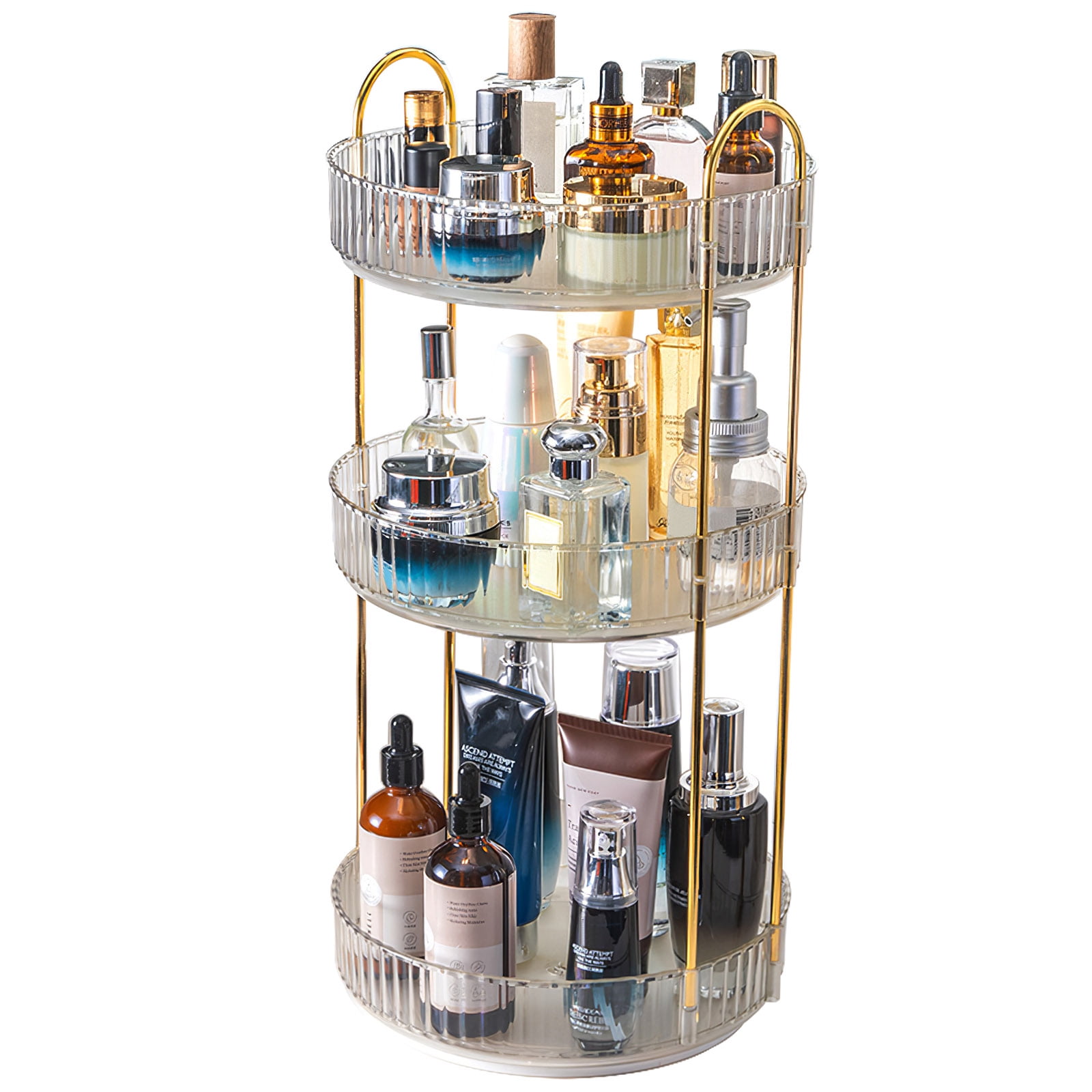 Moclever 360° Rotating Makeup Organizer 3 Tier Cosmetic Storage Tray ...