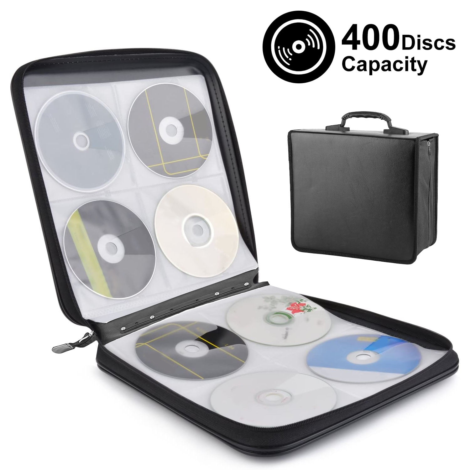 Moclever 400 Discs CD DVD Case, Portable Media Disk Binder with ...
