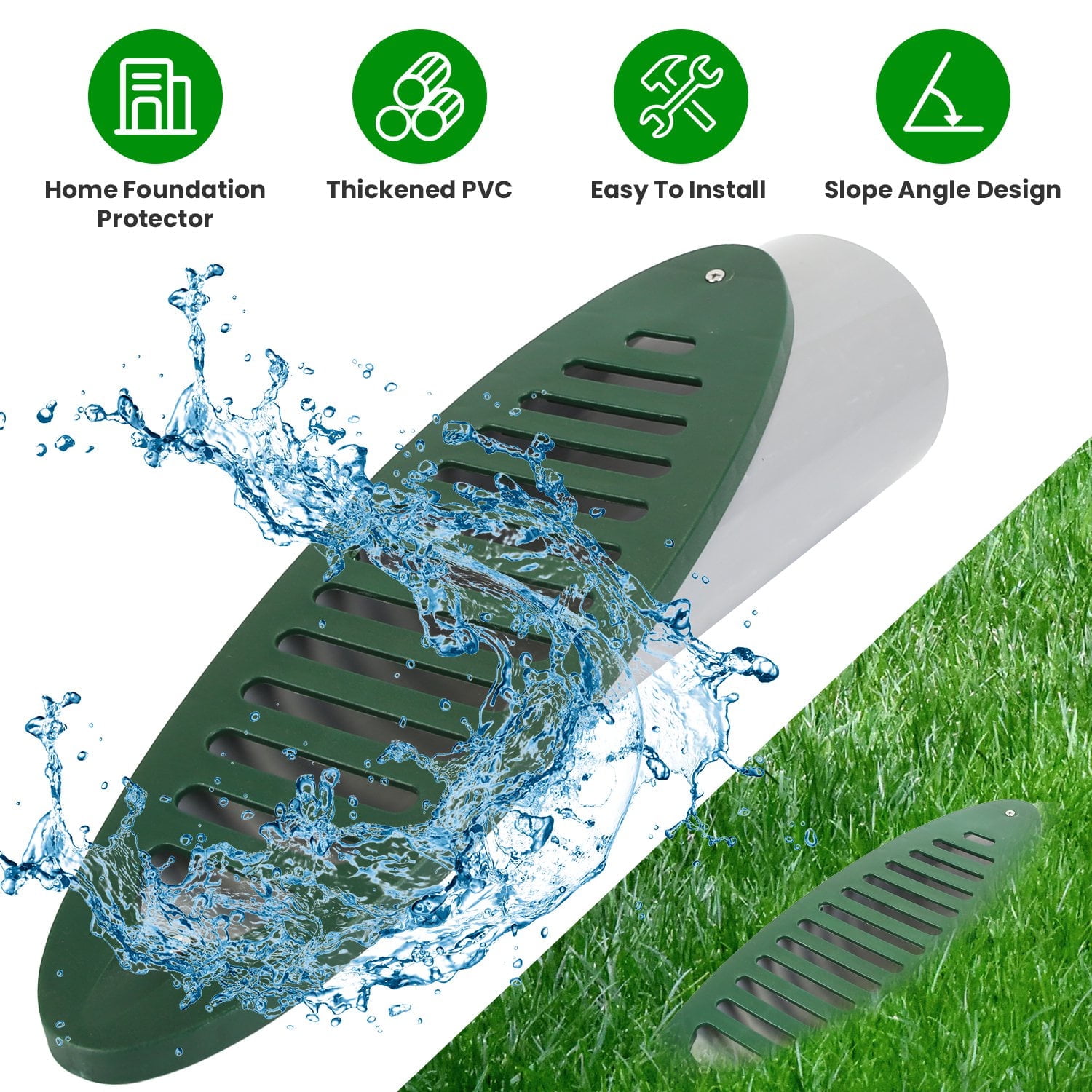 Moclever 4in Green Angled Yard Drainage Pipe Compatible with 4 ...