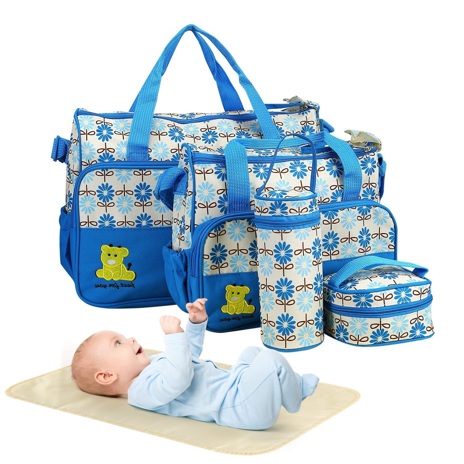 iMounTEK 5Pack Set Mummy & Daddy Waterproof Diaper Tote Bag, Baby Nappy ...
