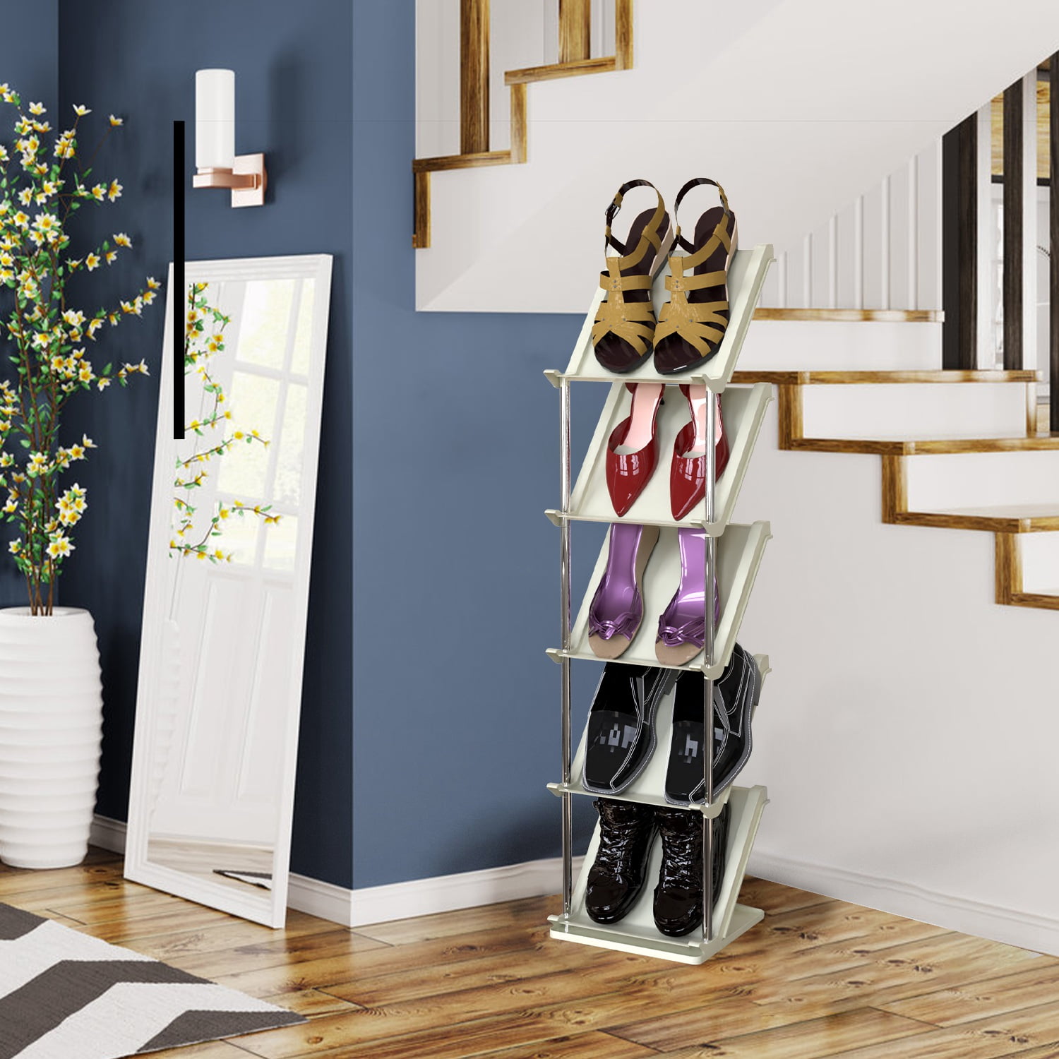 Moclever 5 Tier Vertical Shoe Rack for Entryway, Narrow Free Standing ...