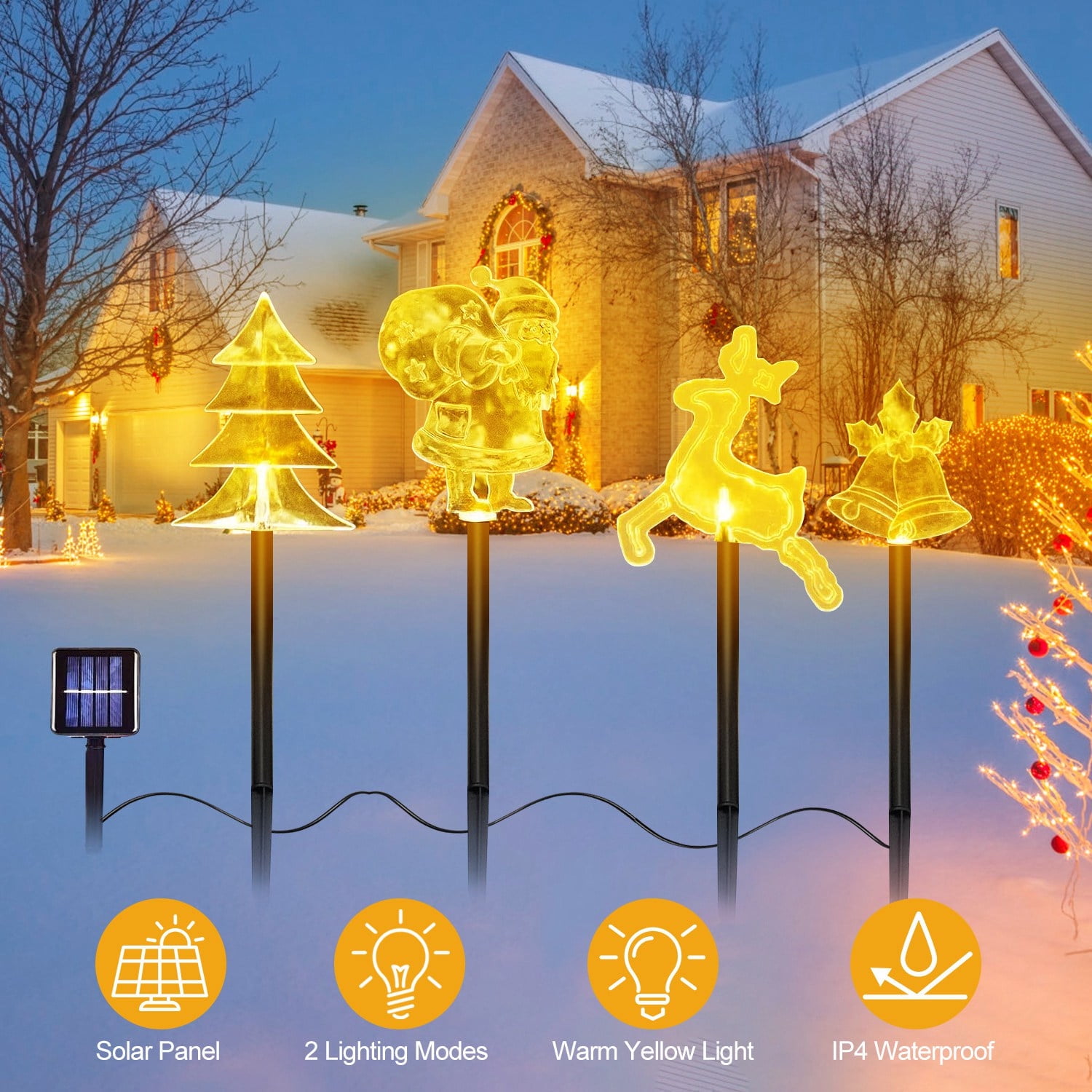 Moclever 5Pcs LED Mixed Solar Christmas Decoration Stake Lights ...