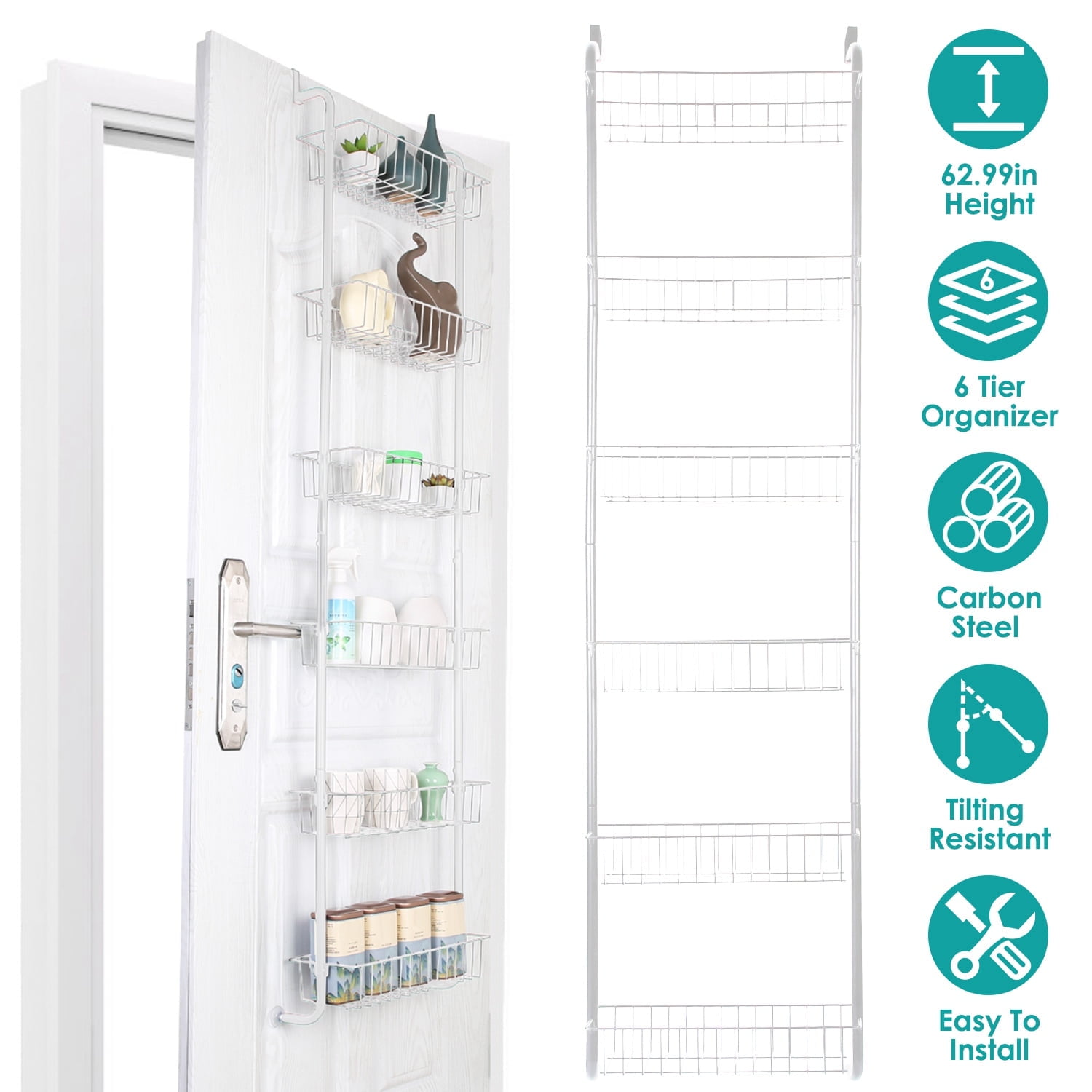 Moclever 6 Tier over the Door Organizer Hanging Hooks Door Storage Rack ...
