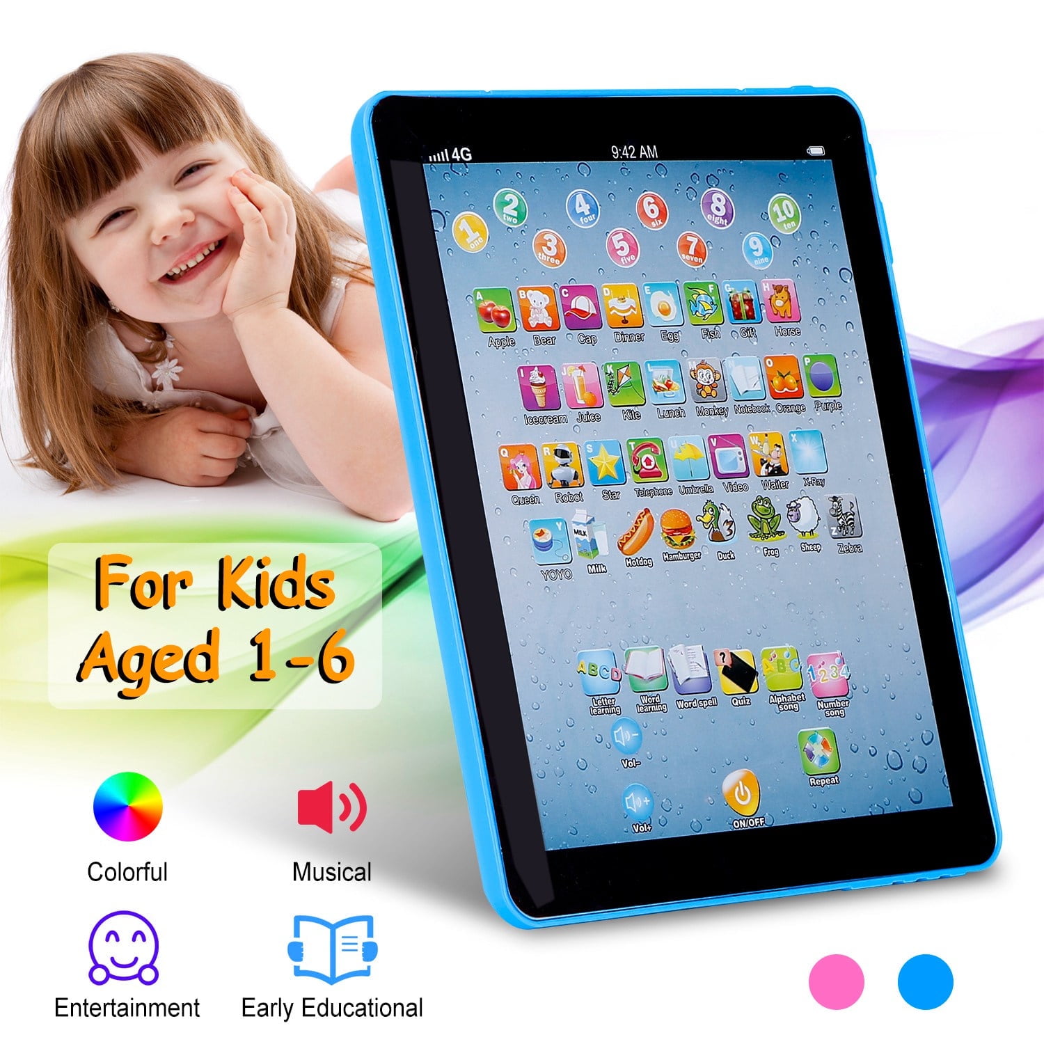 iMounTEK Learning Tablet, Educational Toy for ABC, Numbers, Words, 1-6 ...