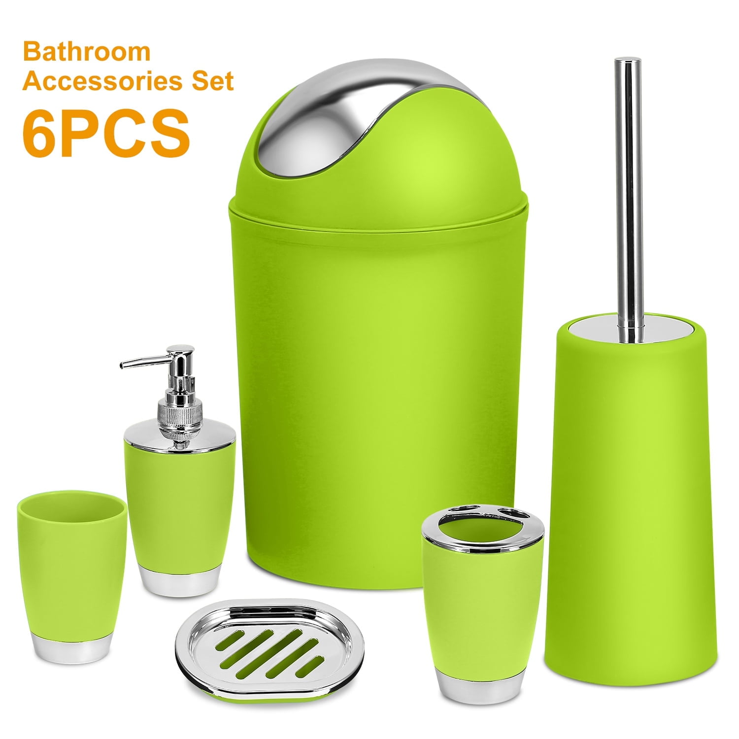 Moclever Bathroom Accessories, 6 Pcs Plastic Bathroom Set Soap ...