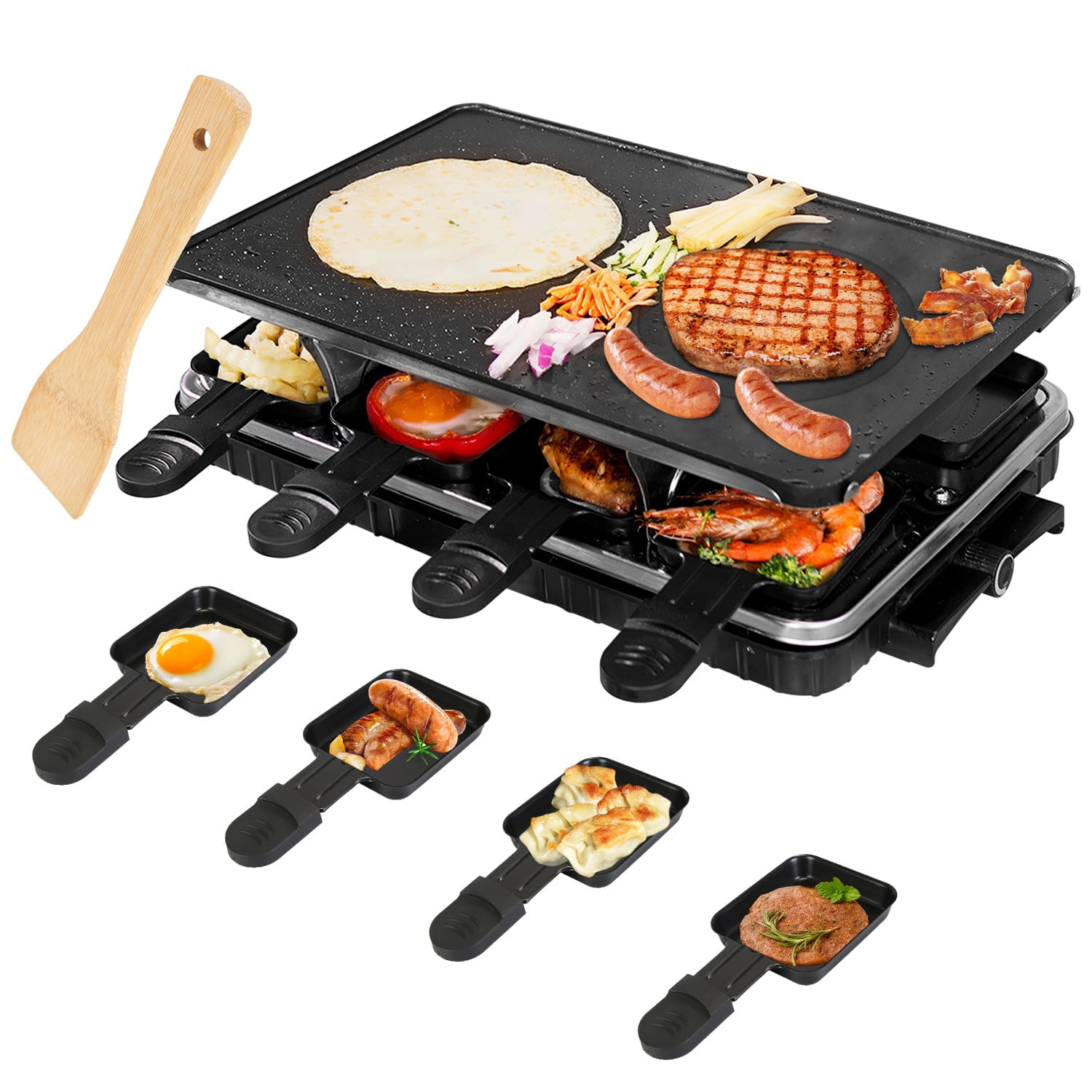 Moclever 1300W Electric Griddle with 8 Cheese Melt Pans, Non-Stick ...